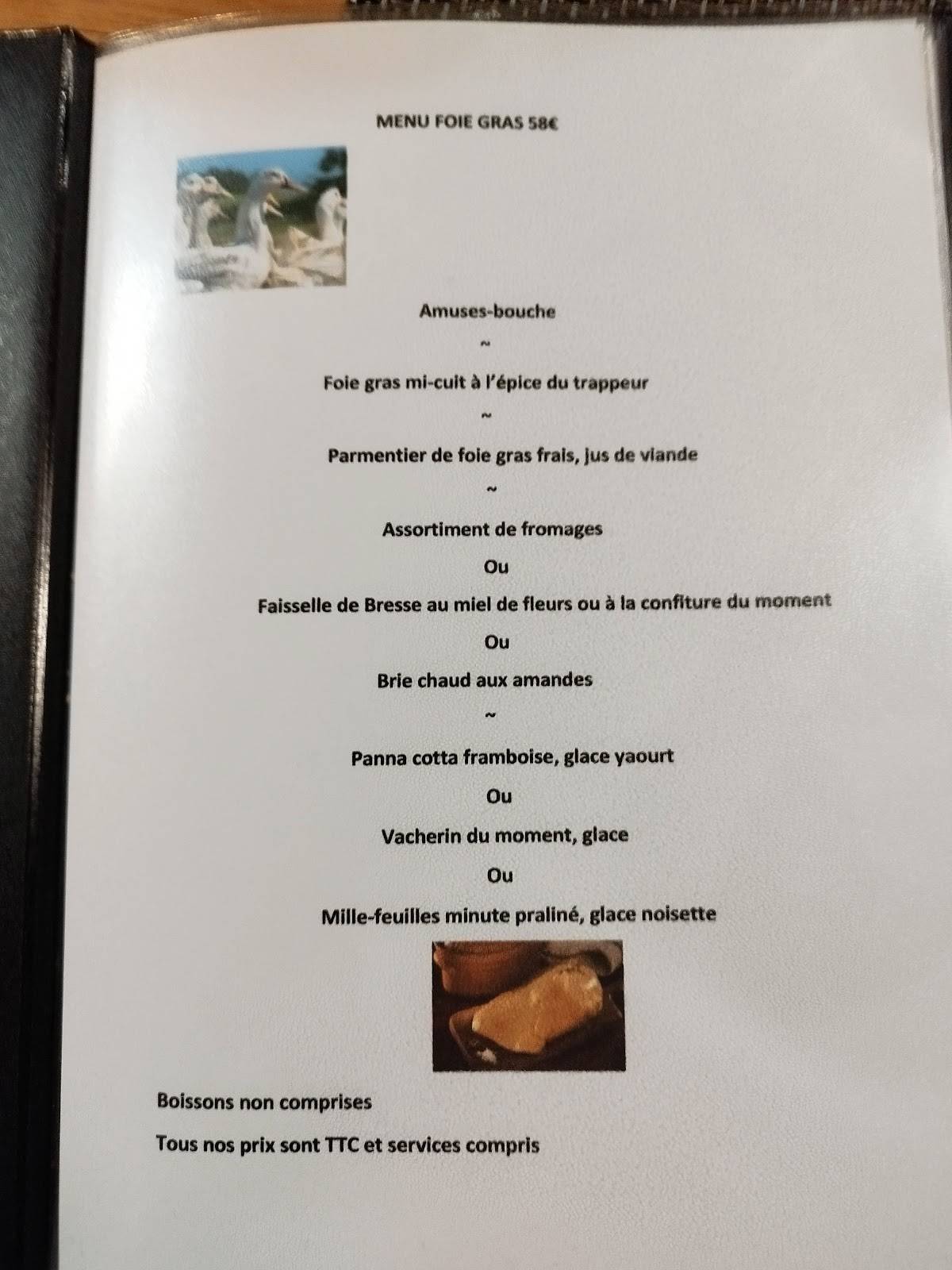 Menu au Auberge de Combes restaurant, Combes, Le Village