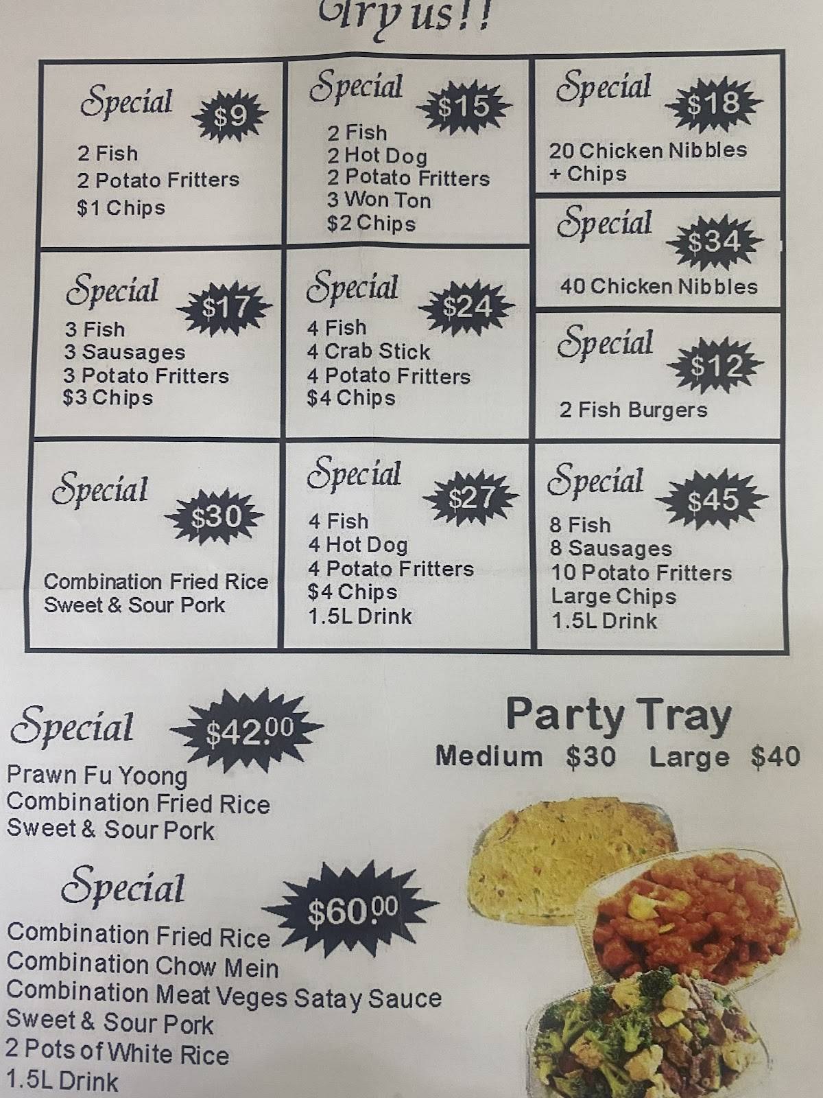 Menu at Blue Chip Takeaways restaurant, Kumeu