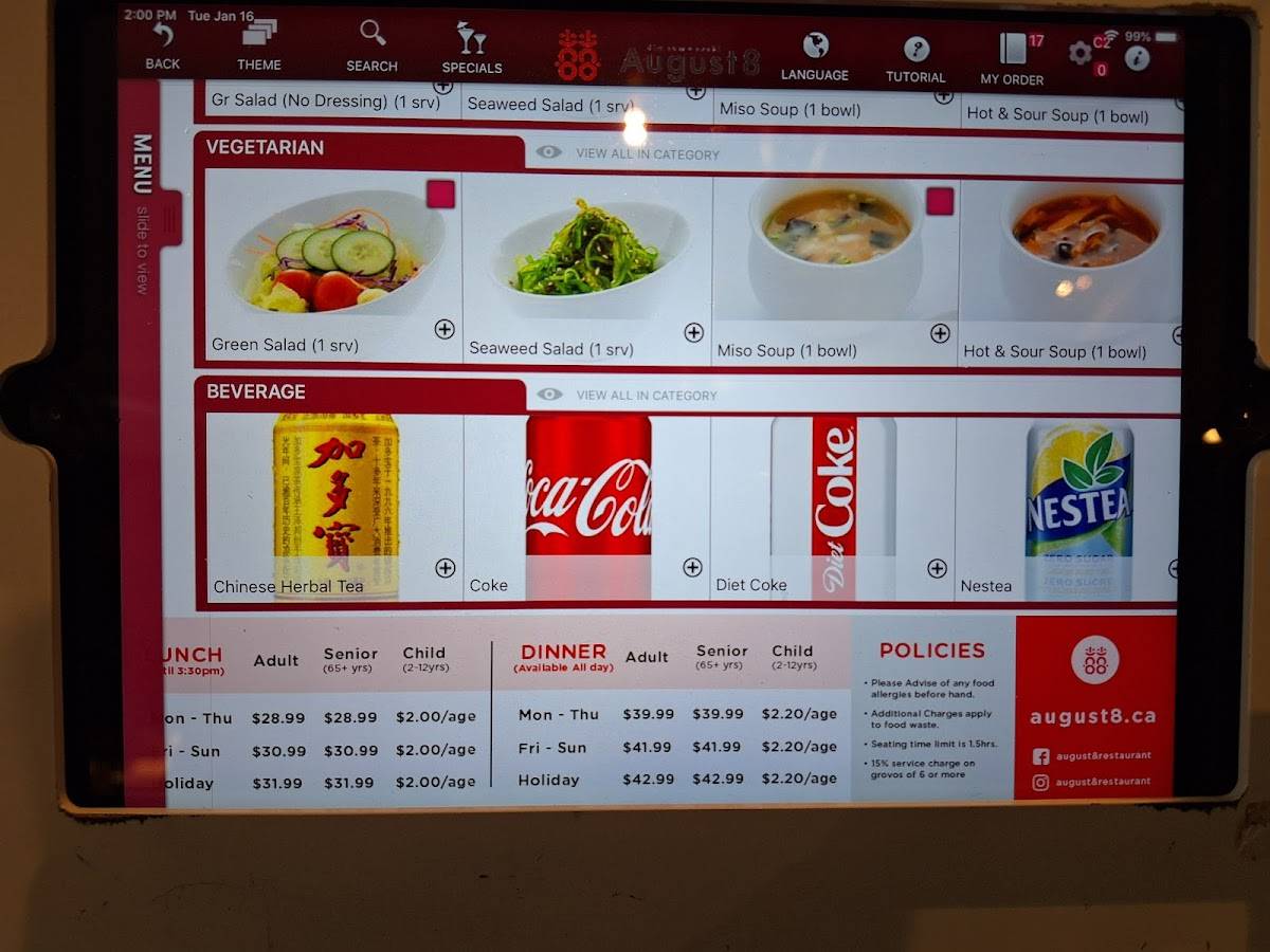 August 8 menu store
