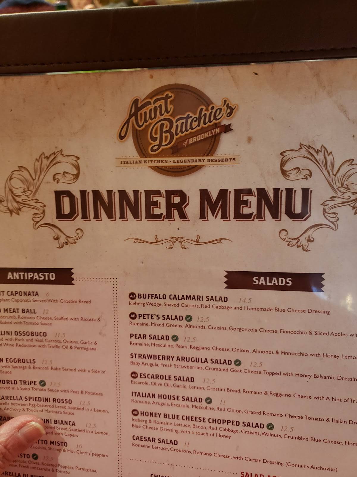 Menu at Aunt Butchies of Brooklyn restaurant, Marlboro Township