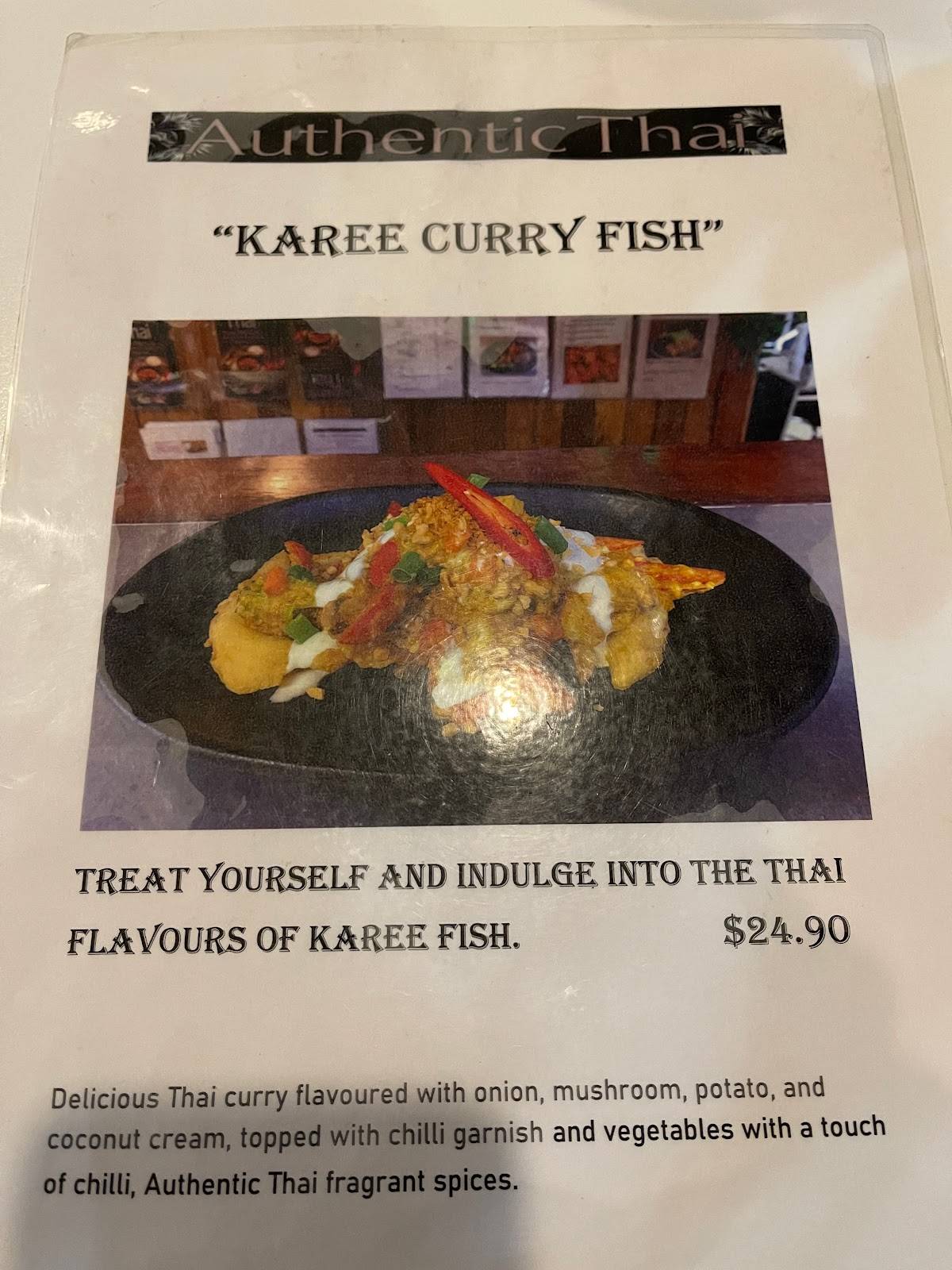 Menu at Authentic Thai Restaurant, Nelson Bay