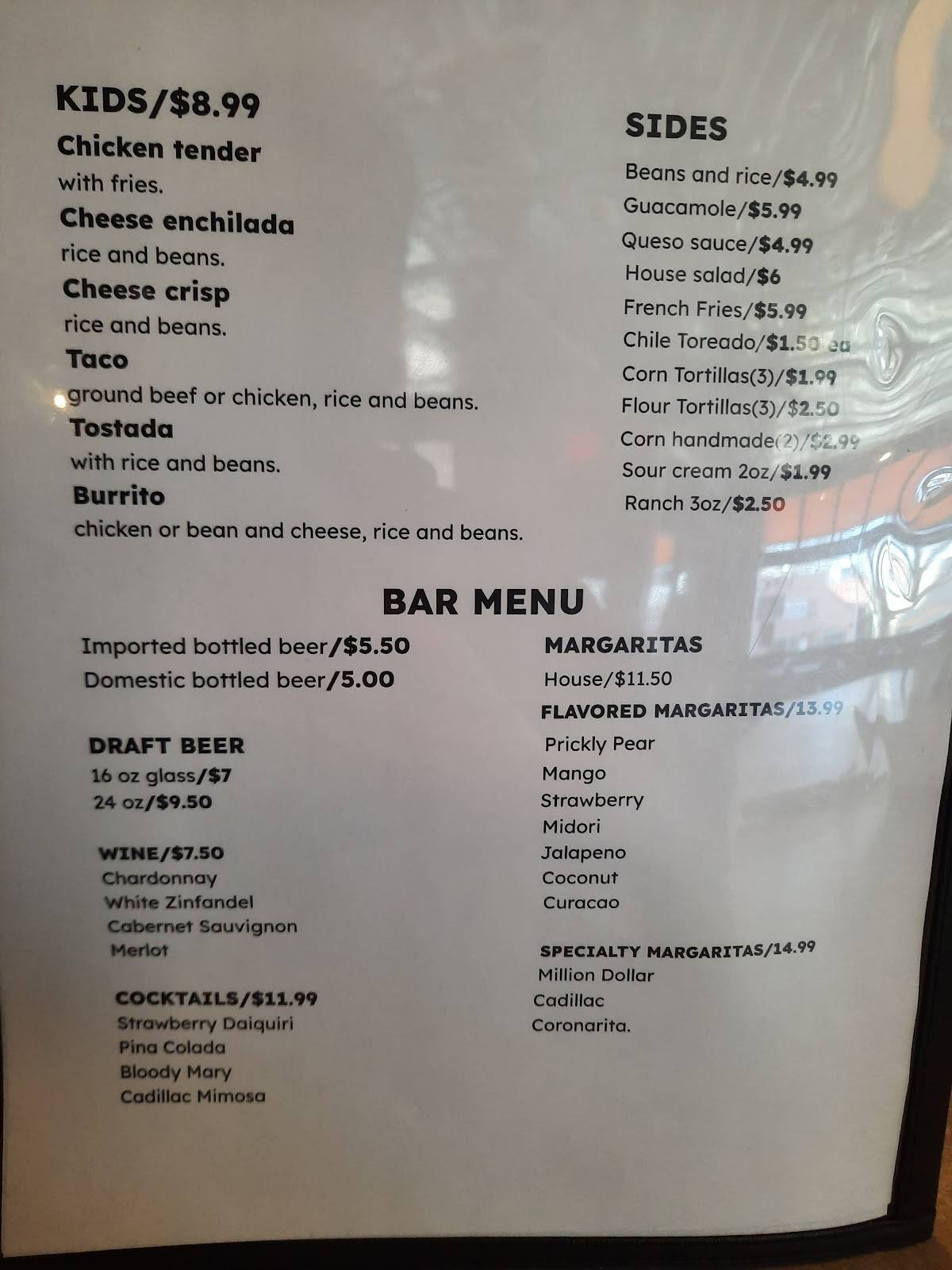 Menu at Ay, Chihuahua! Mexican Food restaurant, Cottonwood