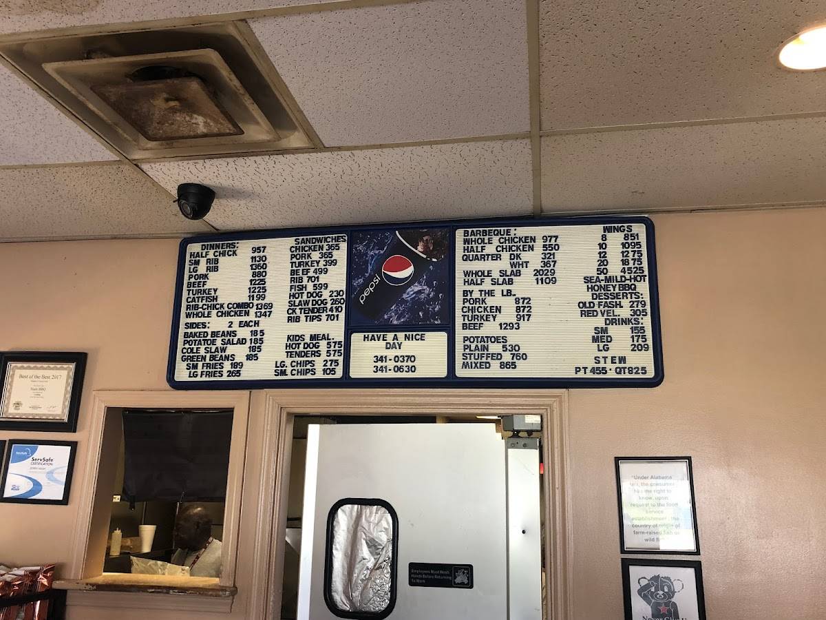 Menu at Nash Barbeque, Decatur