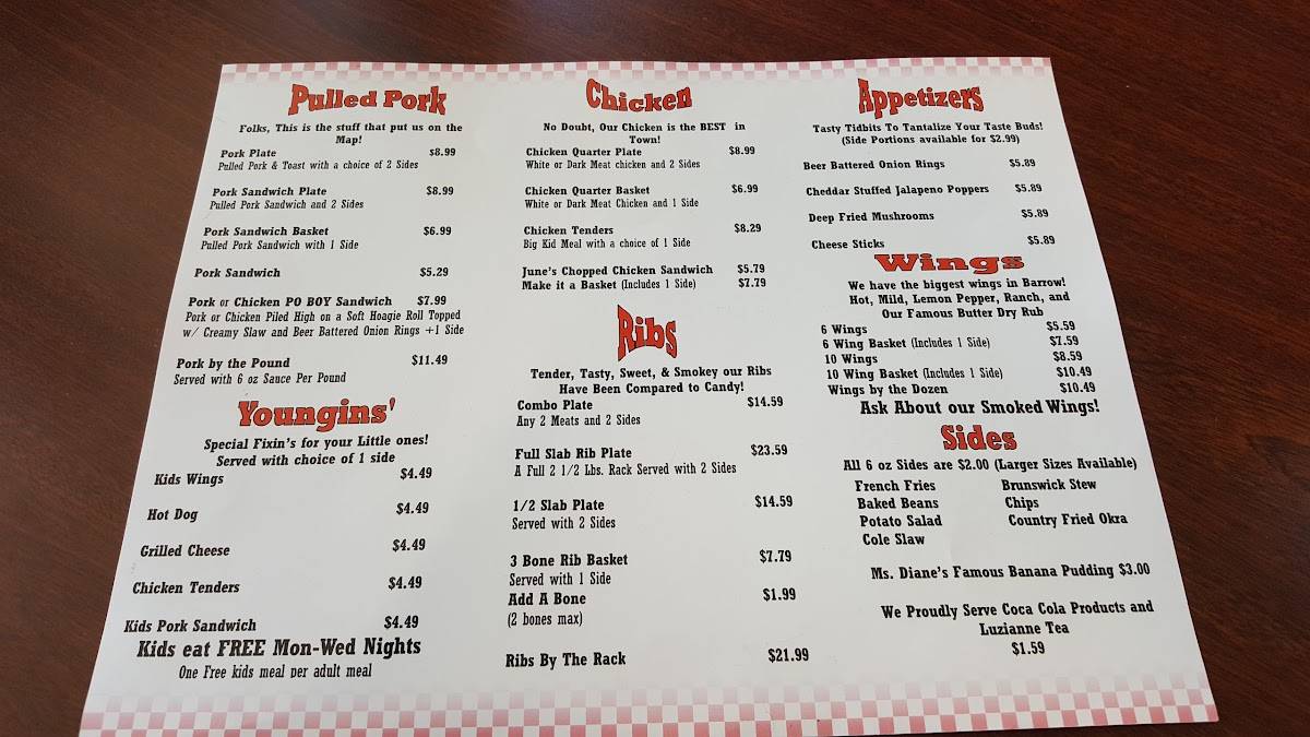 Menu at Smokin PO Boys BBQ, Winder