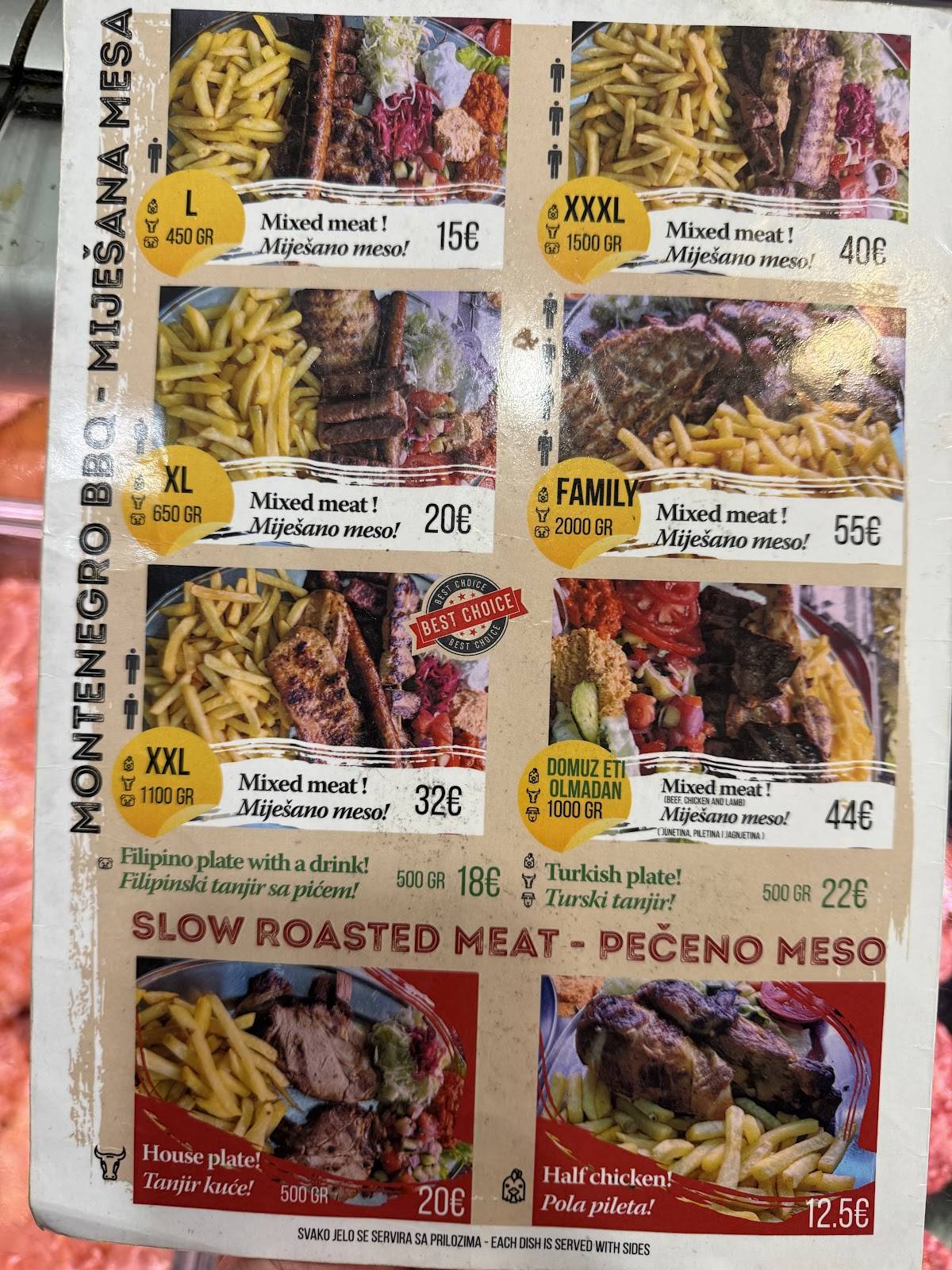 Speisekarte von BBQ Tanjga, Kotor