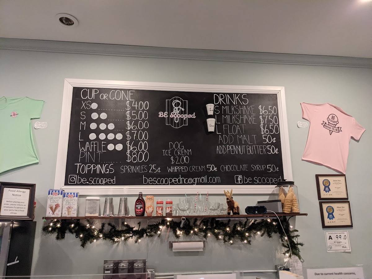 Menu at BE Scooped desserts, Banner Elk