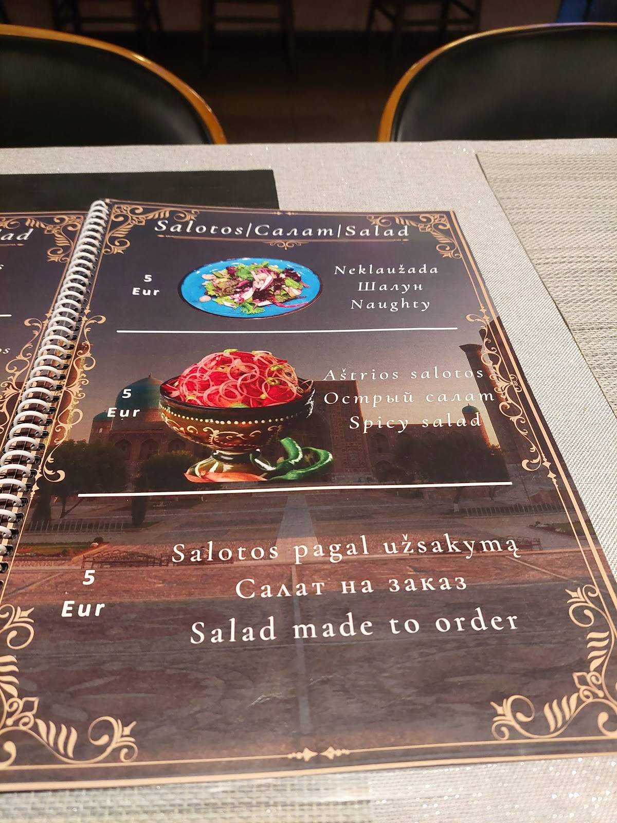 Menu at BEK Uzbekiškas Restoranas restaurant, Vilnius