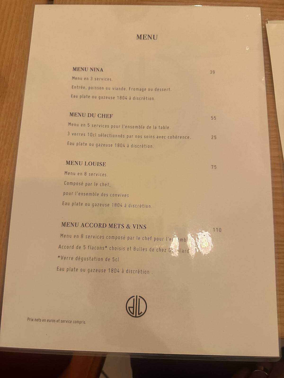 Menu au BISTROT LOUISE restaurant, L'Albenc