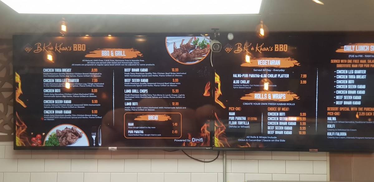 Menu at BK Khan BBQ, Farmers Branch