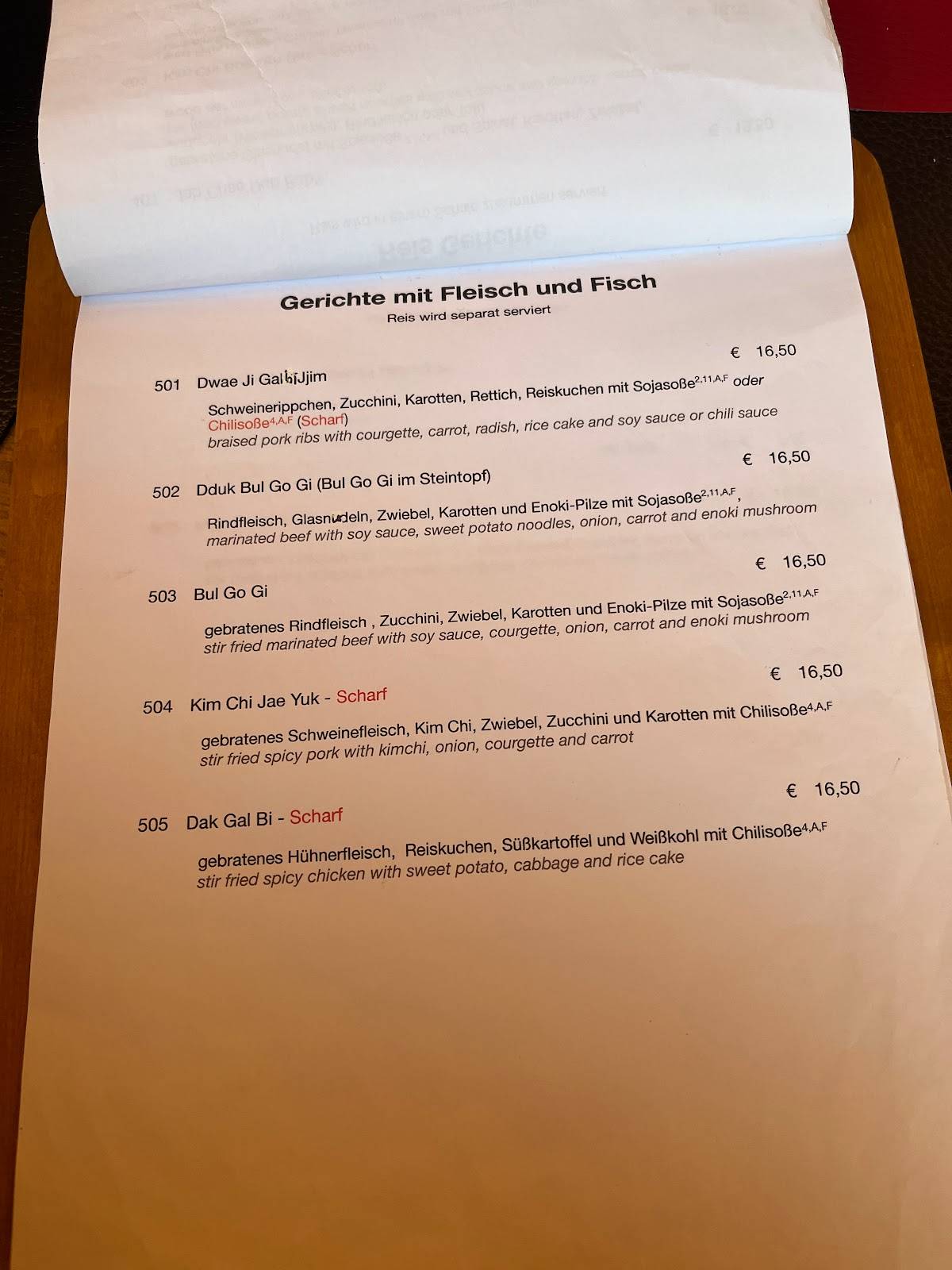 Speisekarte von BORI restaurant, Mannheim