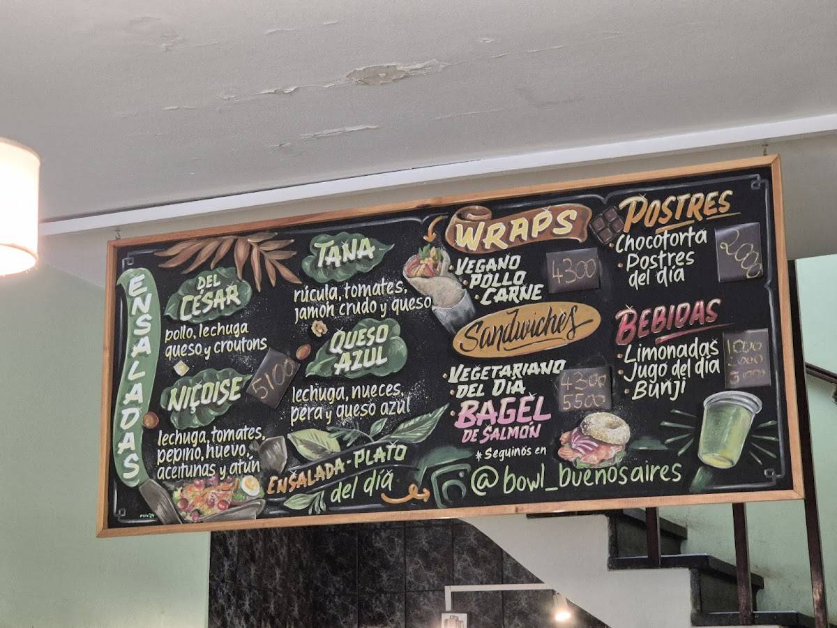 Menu at BOWL restaurant, Buenos Aires