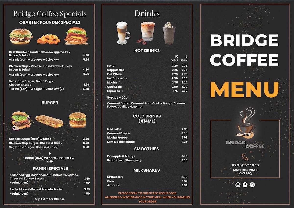 Menu at BRIDGE COFFEE ‎(حلال) cafe, Coventry