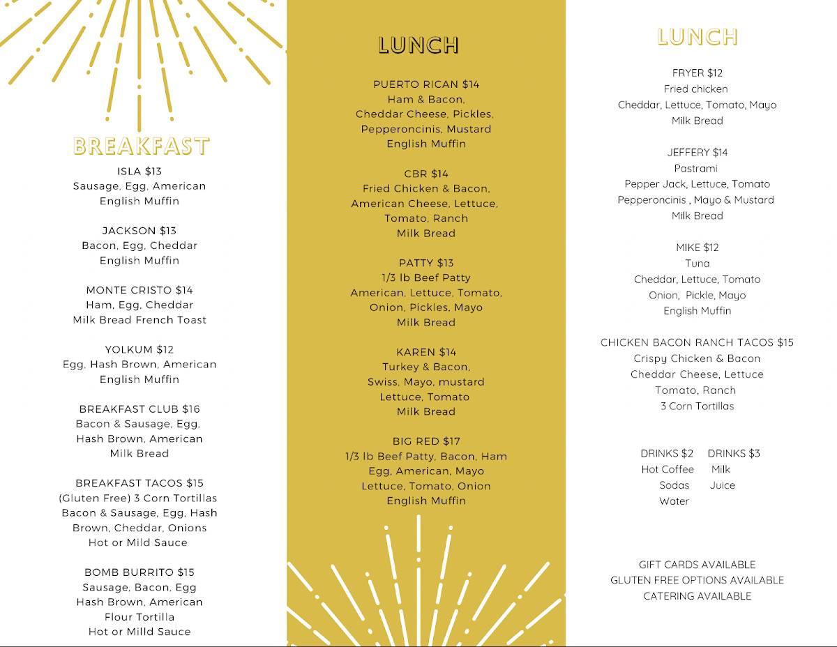 Menu at BRUNCHIES Food Truck restaurant, Sisters