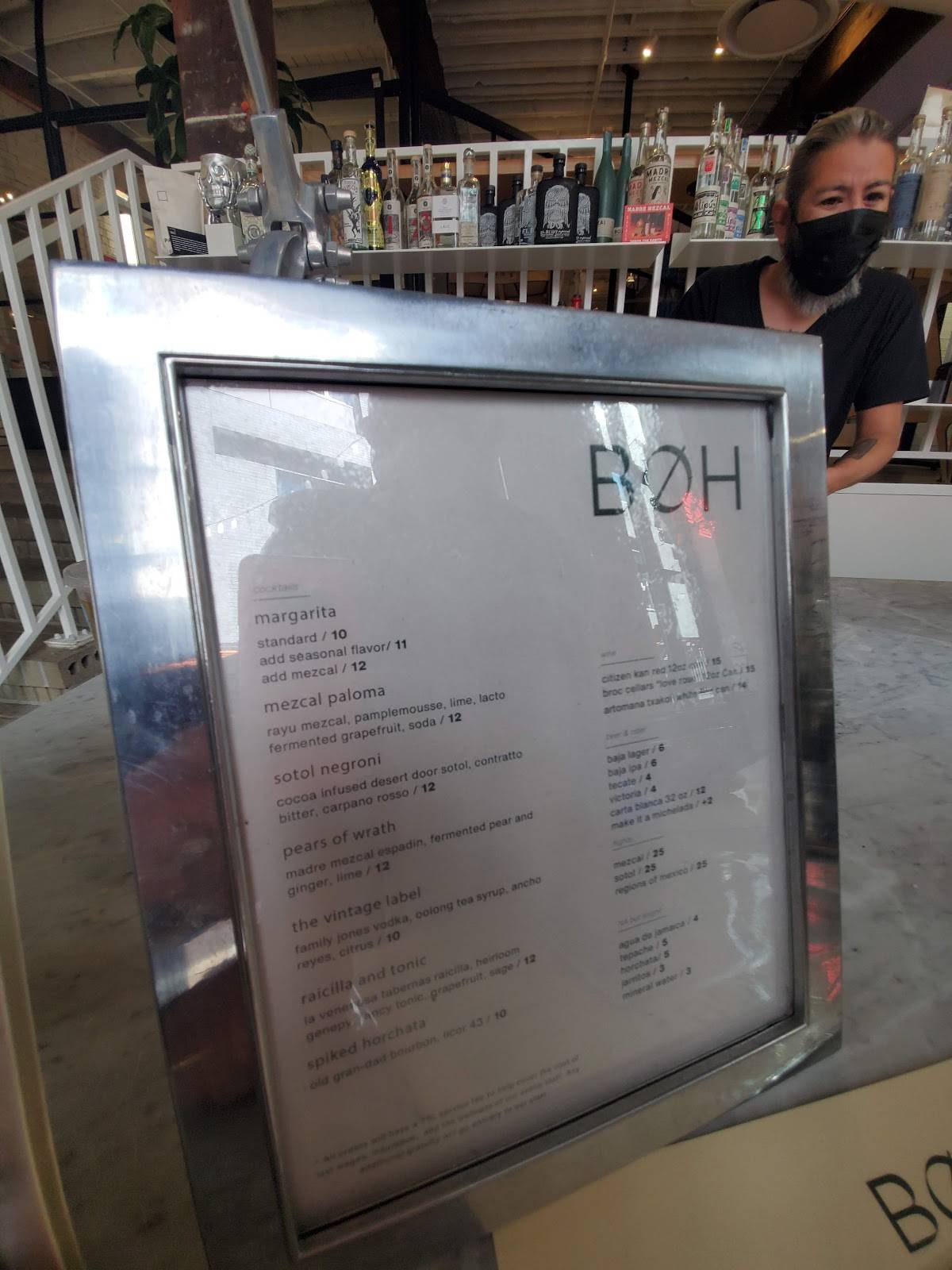 Menu at BRUTO cafe, Denver