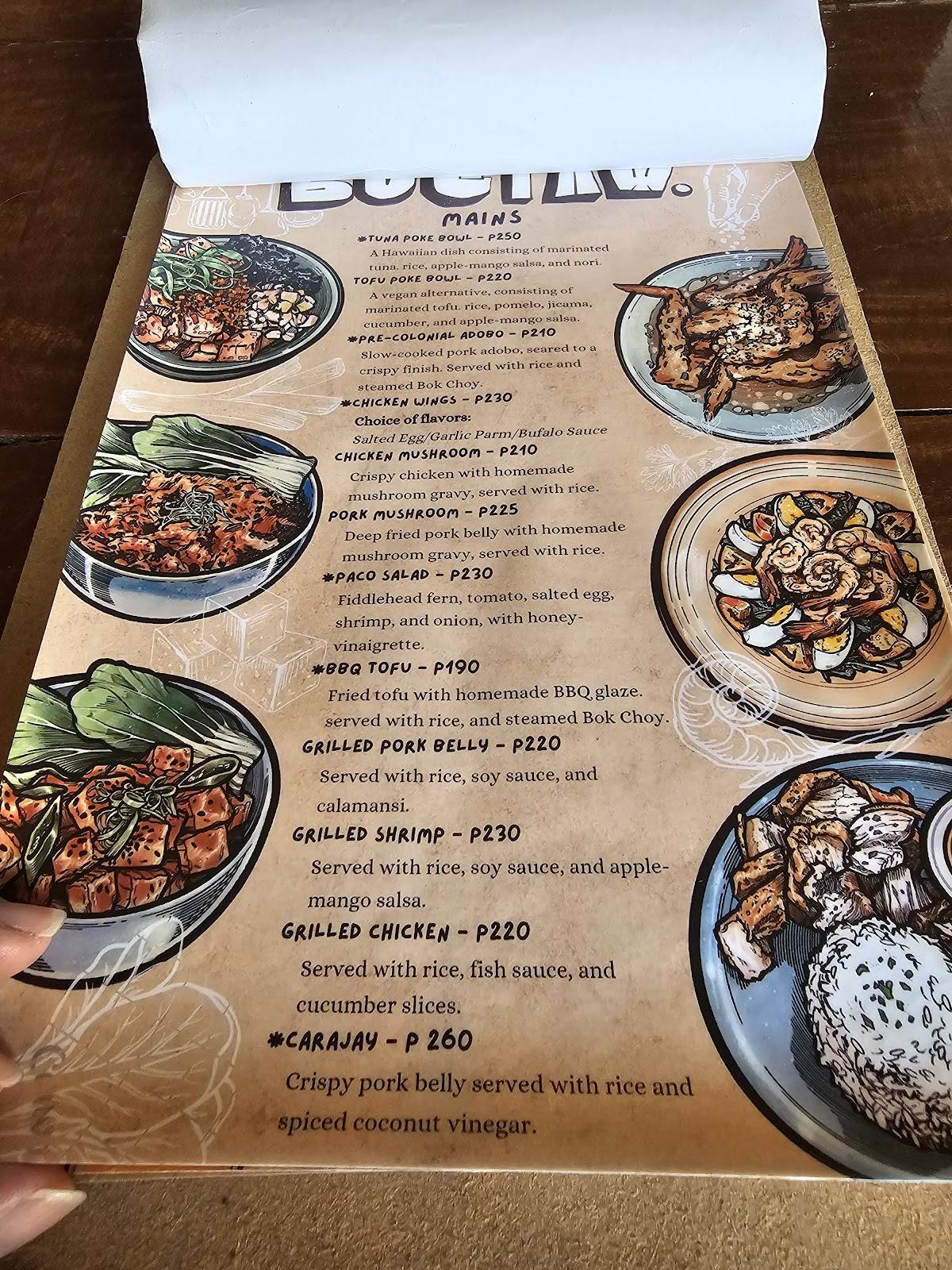 Menu at BUGTAW restaurant, Dumaguete