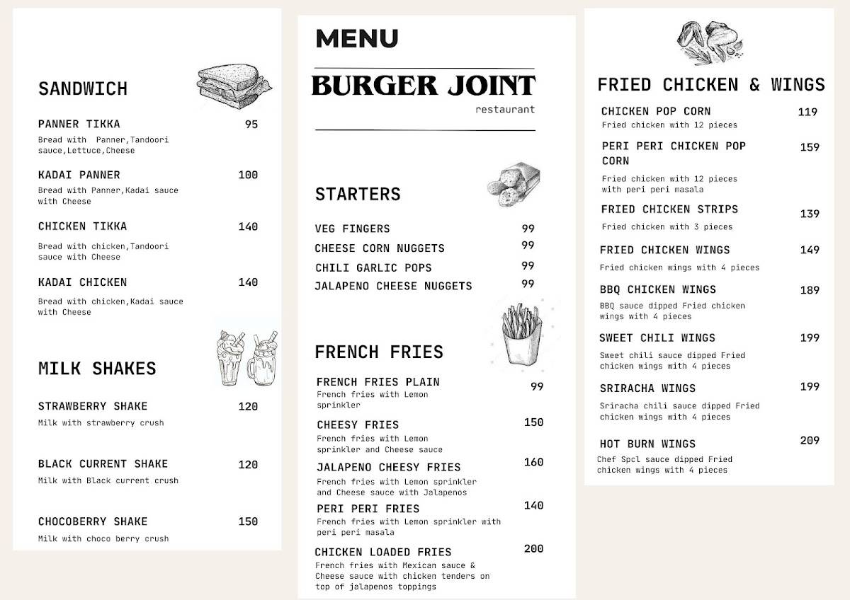 Menu at BURGER JOINT, Chennai, Krishna Nagar