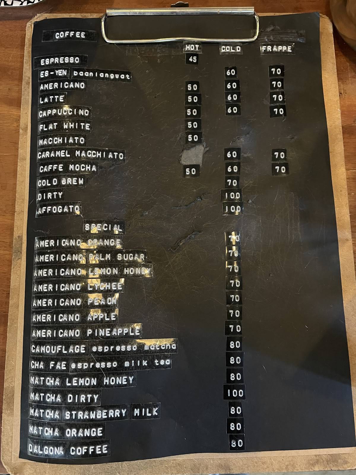 Menu at บ้านหลังวัด Baan Lang Wat (Cafe & Roastery), Bangkok
