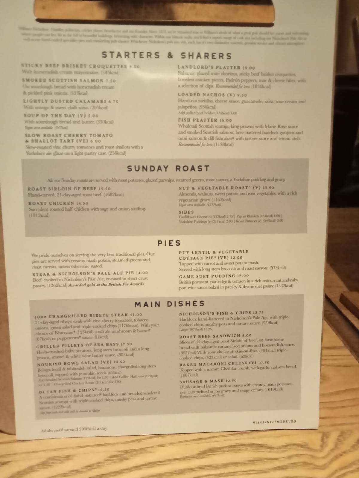 Menu at Bacchus Bar, Birmingham