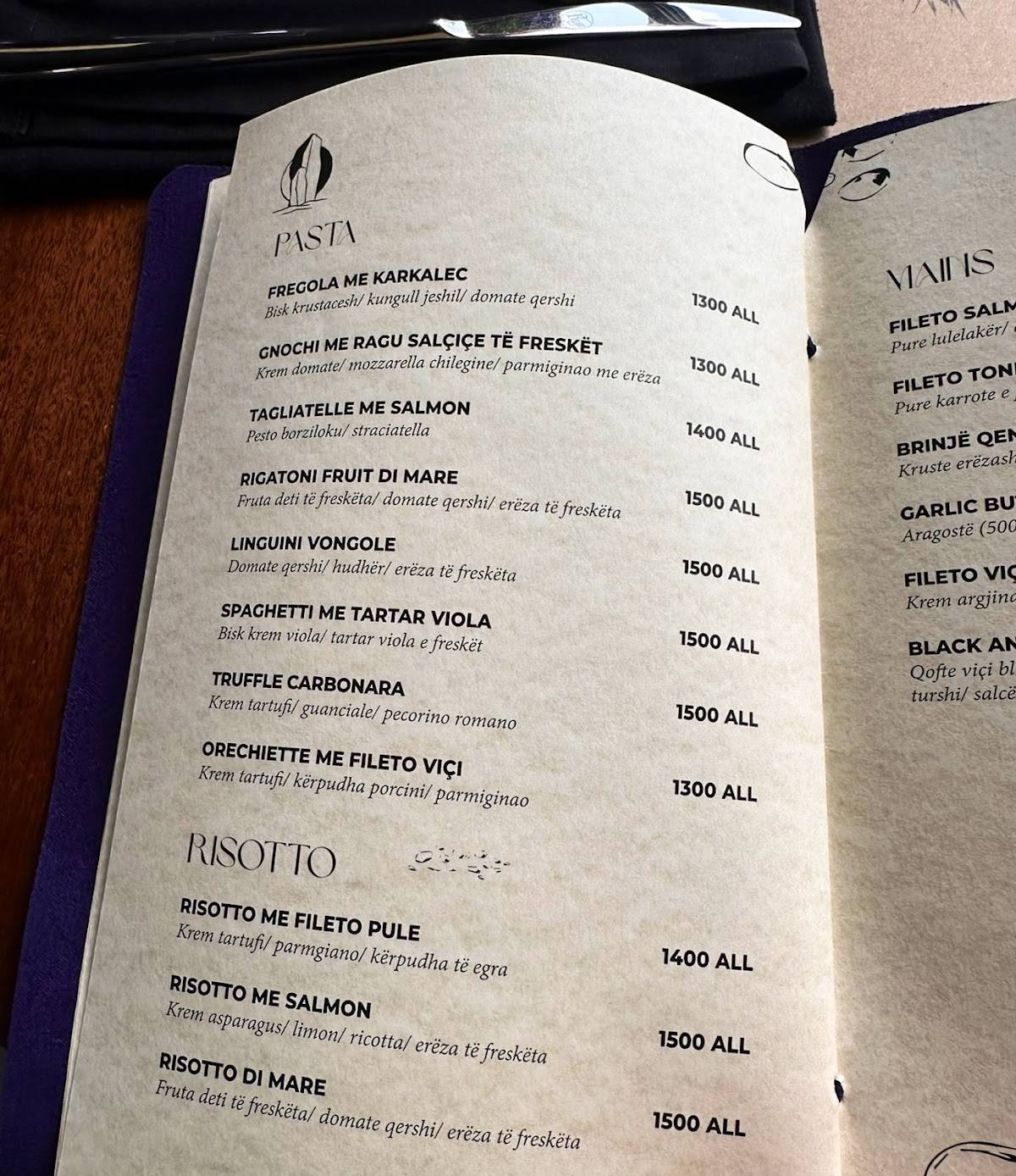 Menu at Baha by Nassau restaurant, Dhërmi