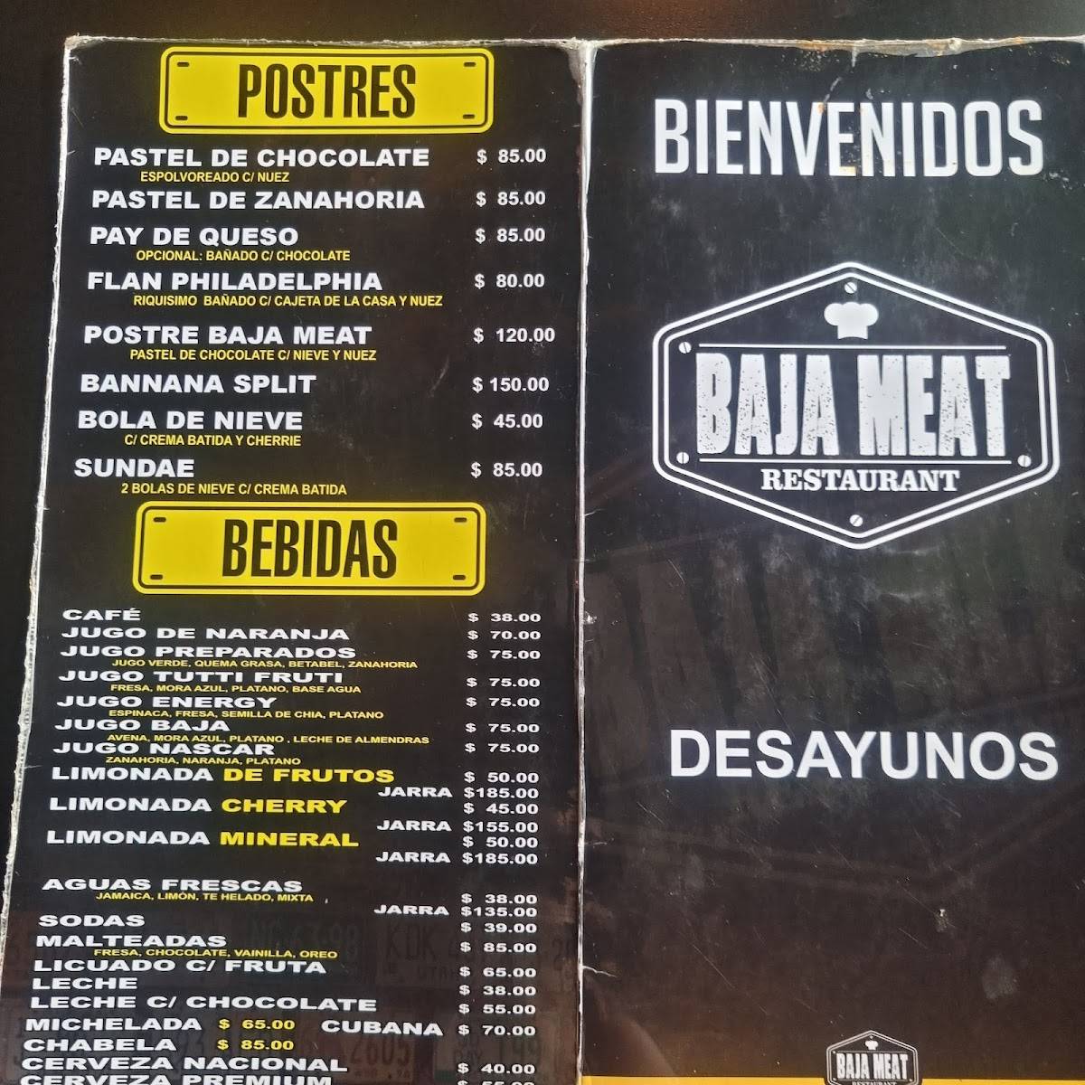 Carta de Baja Meat Restaurant, Mexicali, Calz Anáhuac 1800