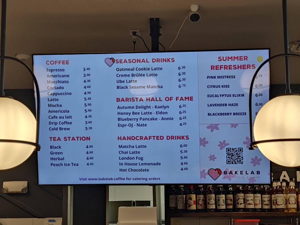 Menu at BakeLab desserts, Urbana