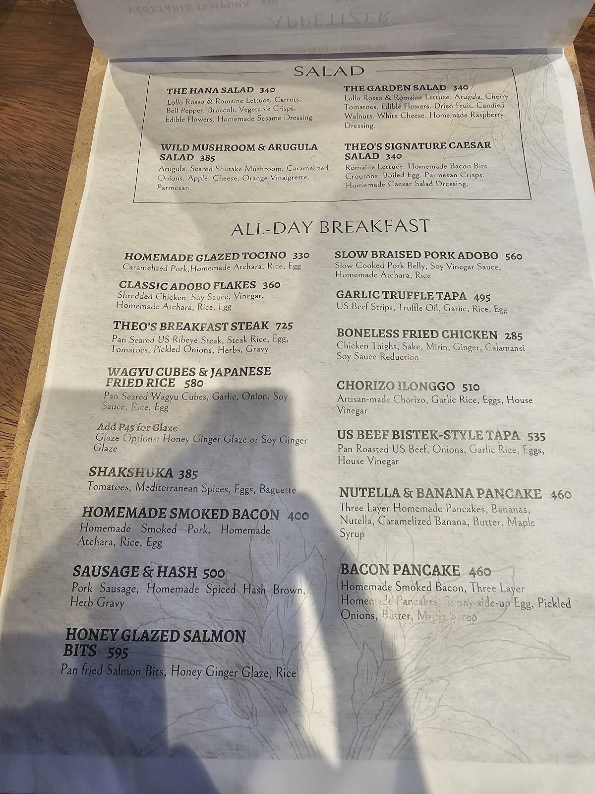 Menu at Baking Studio by Theo's restaurant, Iloilo City