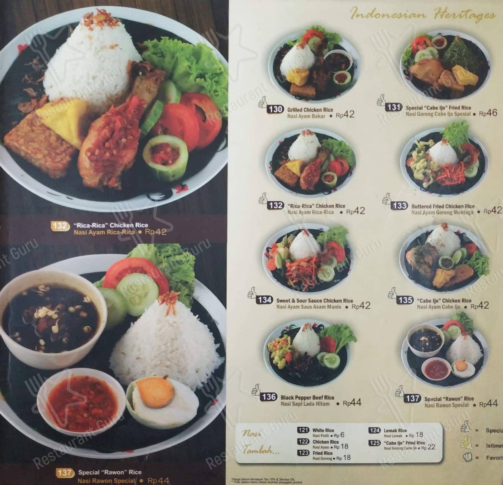 Carta de Bangi Cafe Coffee & Eatery, Yakarta