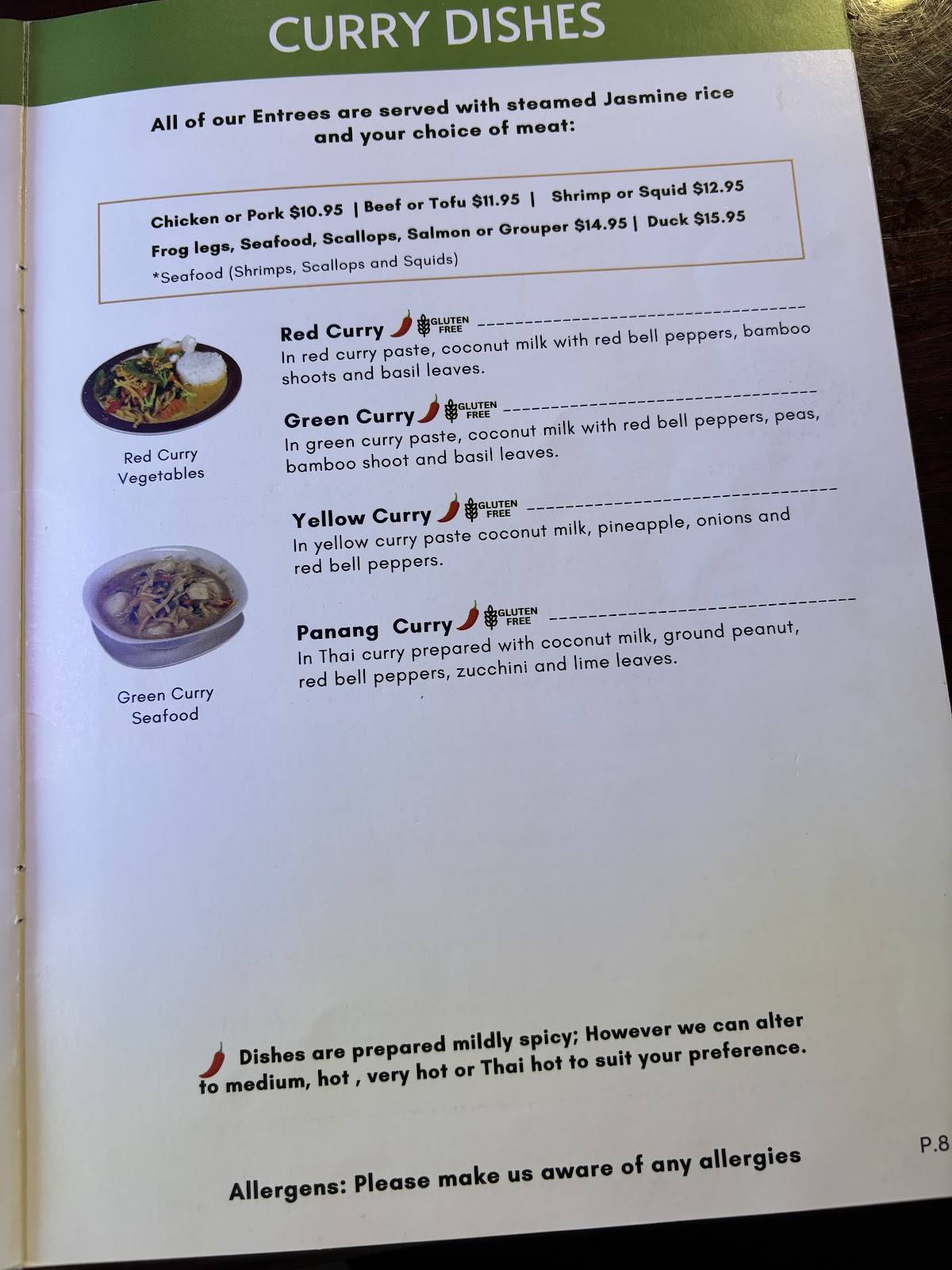 Menu at Bangkok Thai restaurant, Beverly Hills