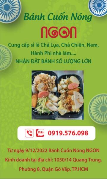 Menu at Bánh Cuốn Nóng NGON - Thống Nhất, Ho Chi Minh City