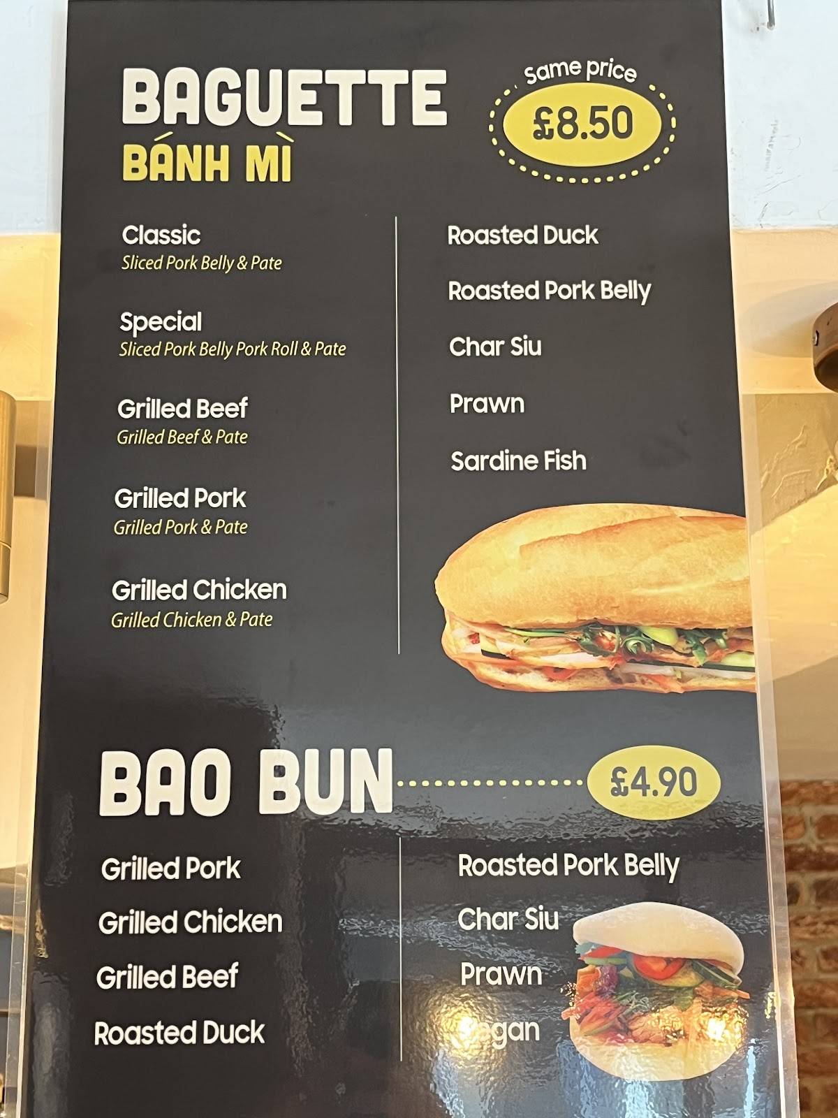 Menu at Banh Mi Ancient Saigon restaurant, London