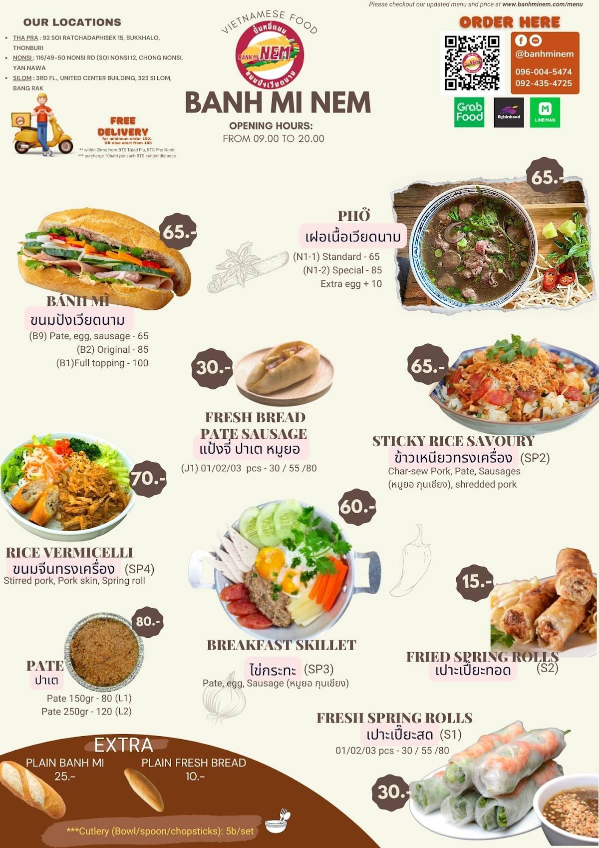 Carta del restaurante Banh Mi Nem - Vietnamese Food At Nonsi, Bangkok