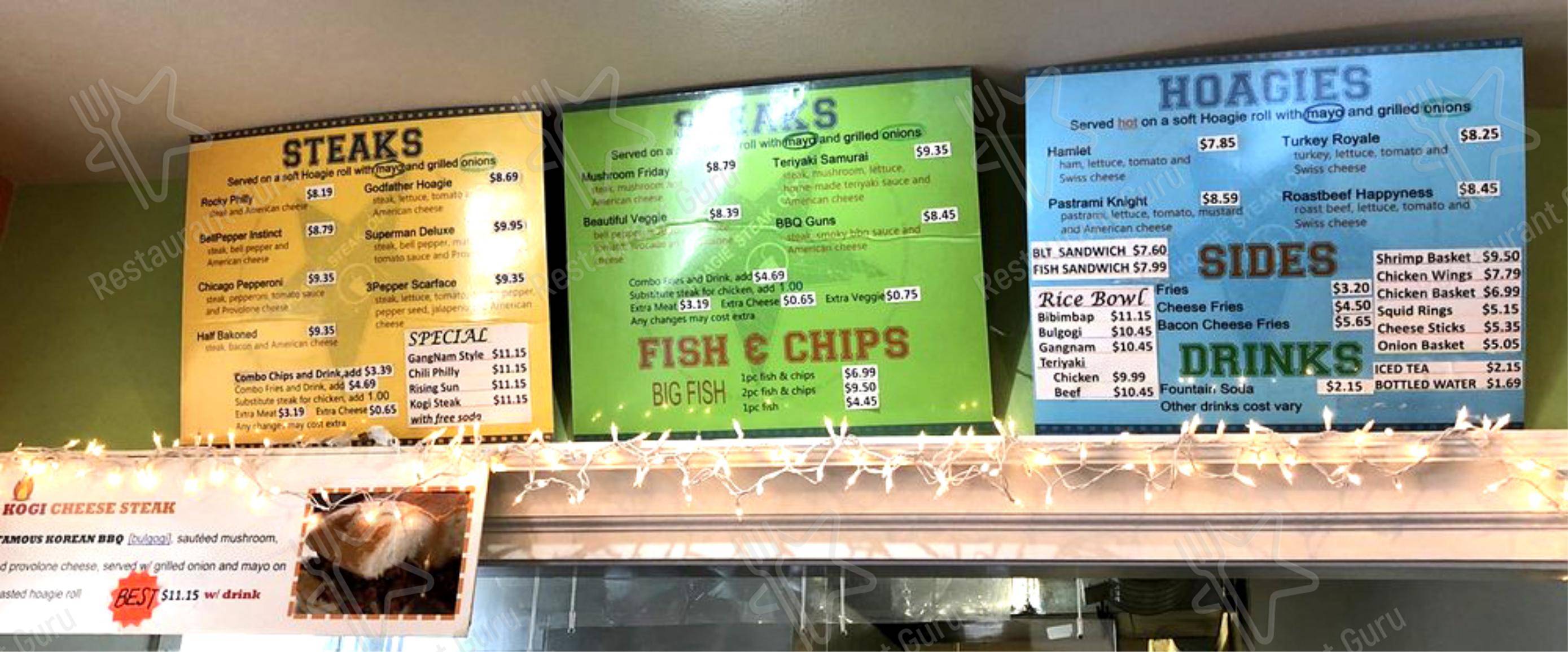 Menu at Banmie & Hoagie Steak Out restaurant, San Jose