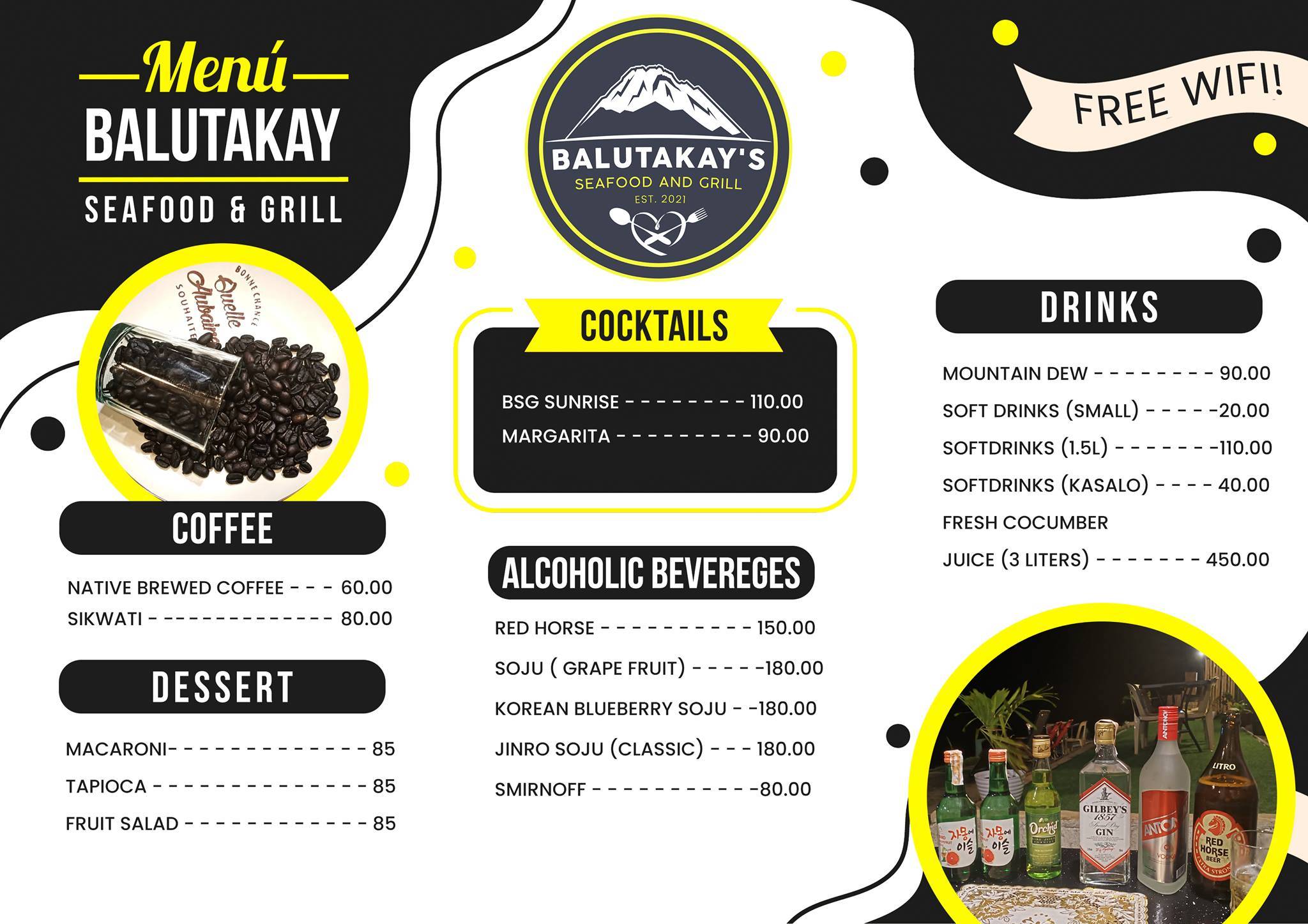 Menu at Balutakay's Seafood and Grill restaurant, Bansalan