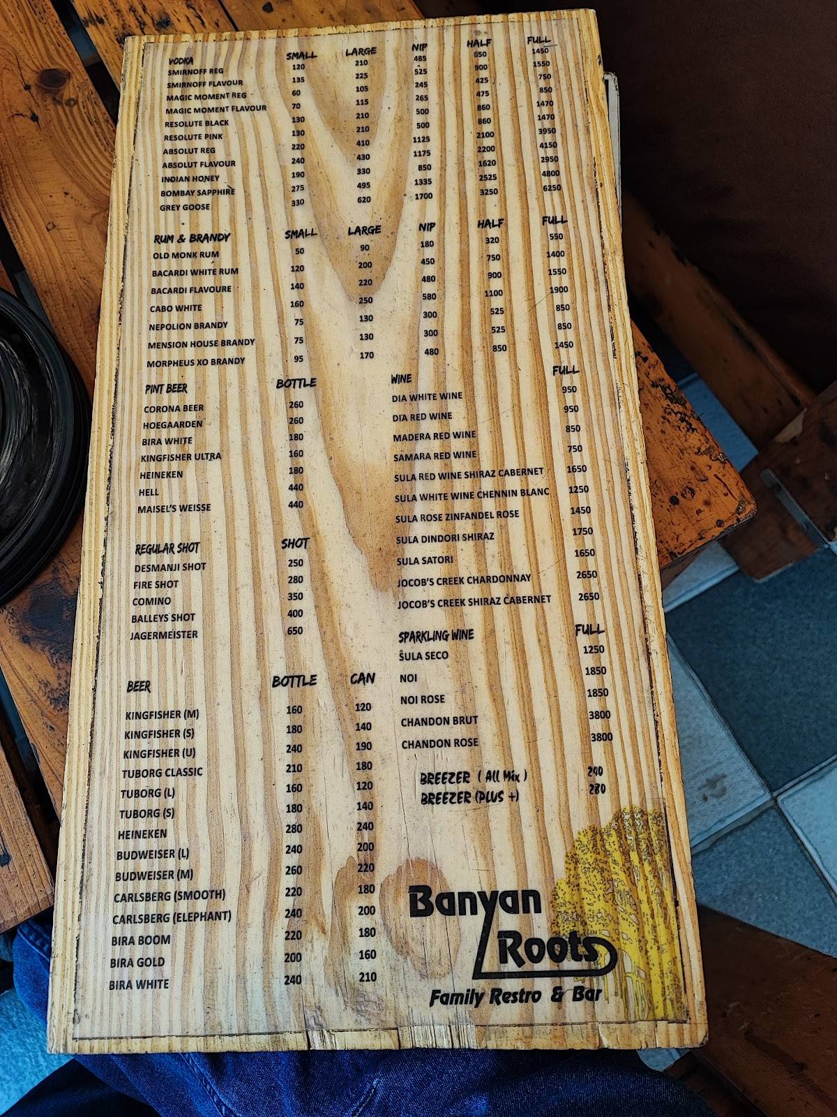 Menu at Banyan Rooted Family Restaurant & Bar, Daman