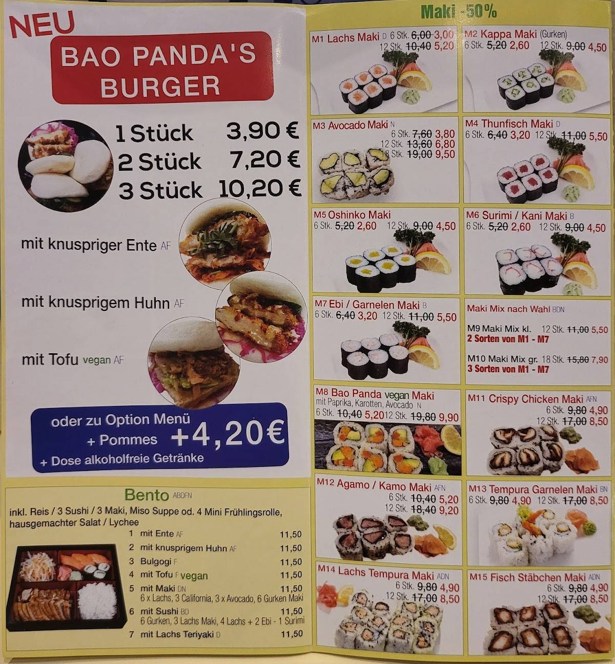 Speisekarte von Bao Panda restaurant, Wien