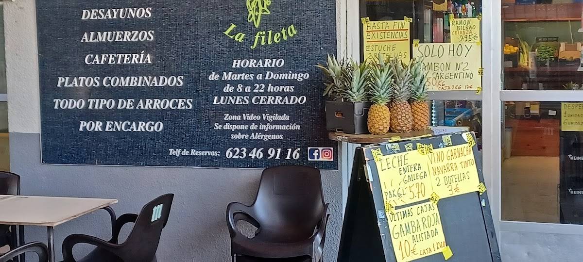 Menu at Bar Cafetería La Fileta, El Grao de Castellón