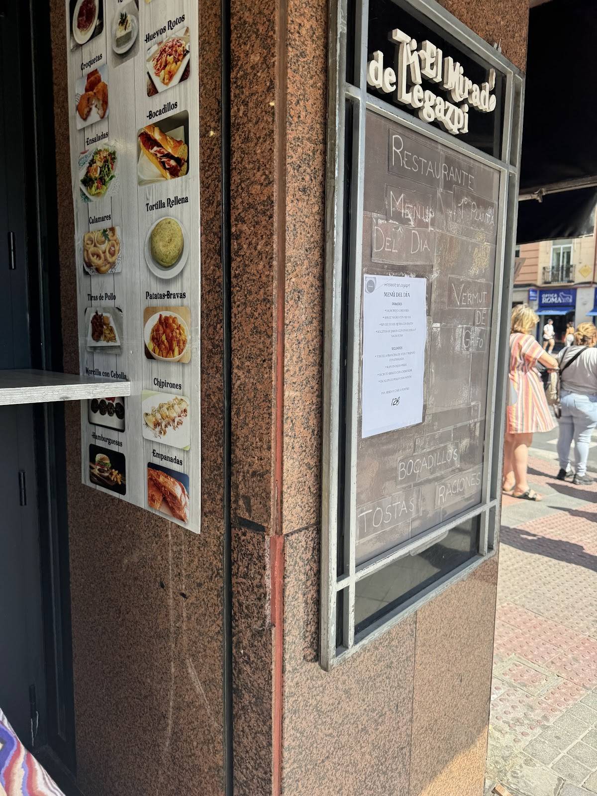 Carta de Bar El Mirador de Legazpi, Madrid, Paseo de las Delicias