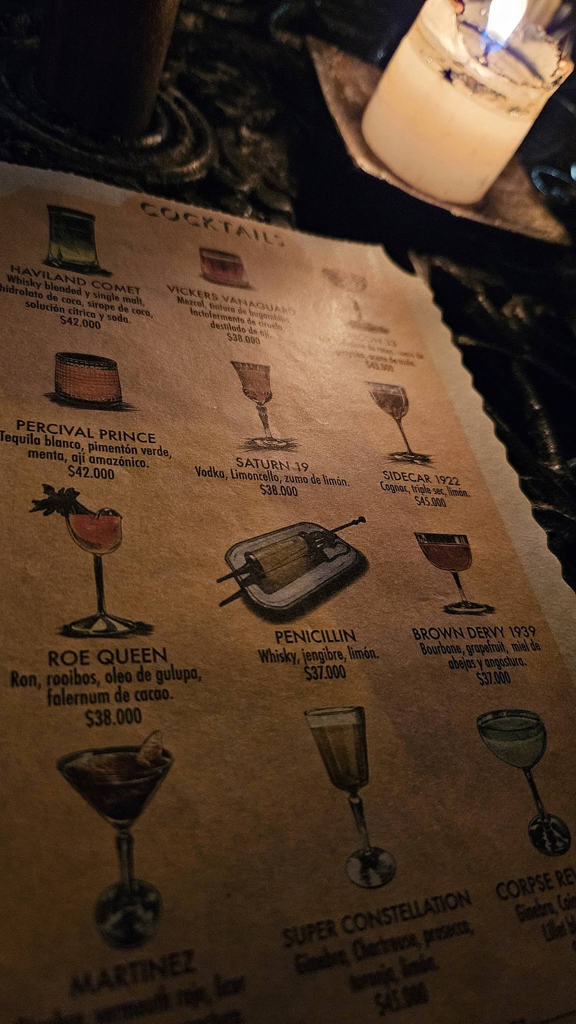 Carta de Bar Enano, Bogotá