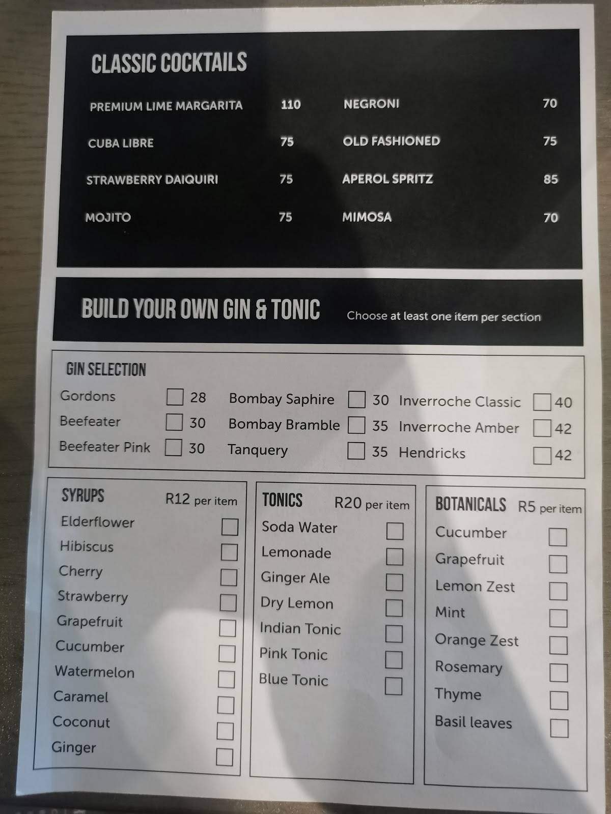 Menu at Bar Q Grill, Boksburg