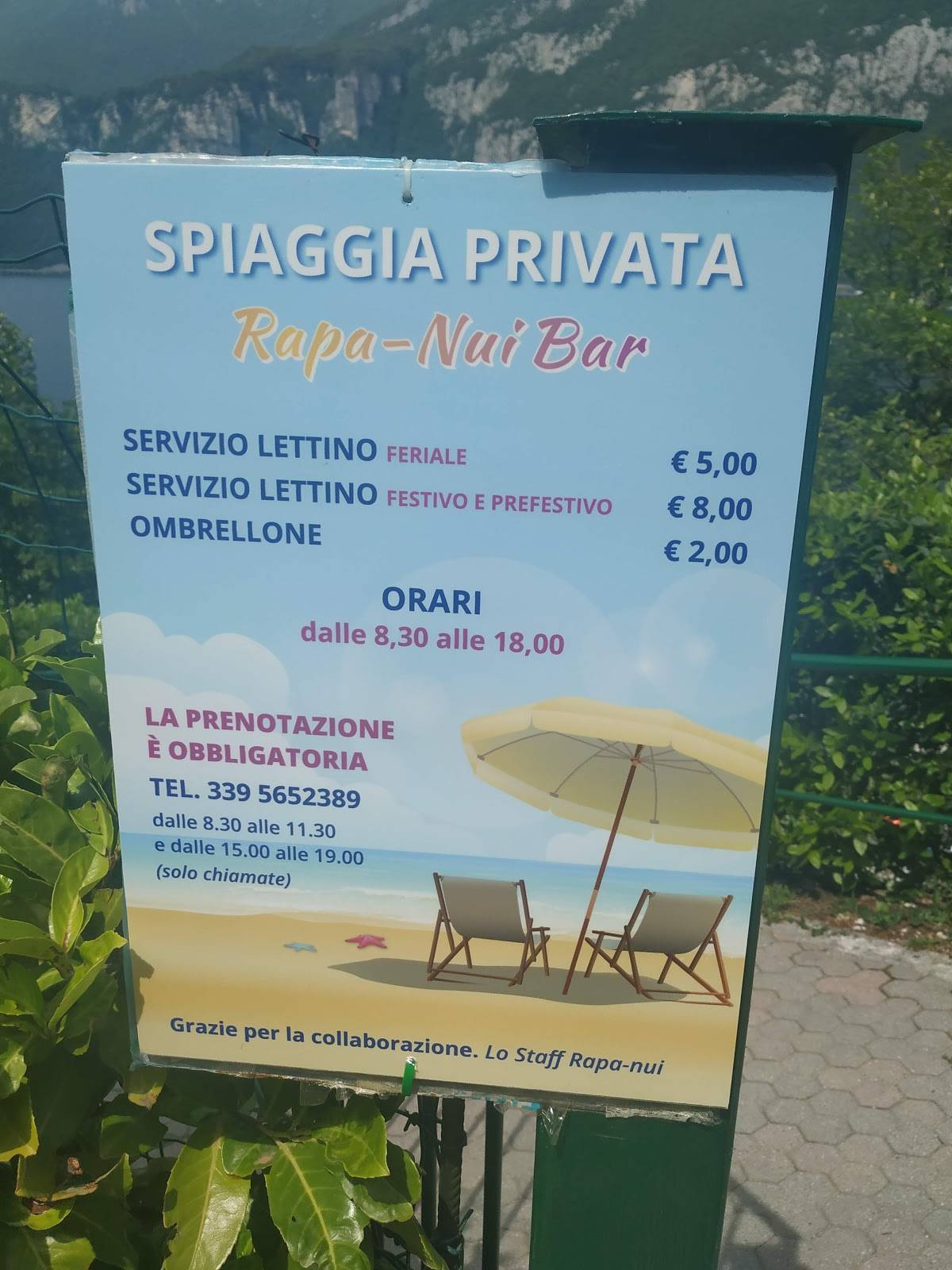 Menu at Bar Rapa-Nui, Moregge