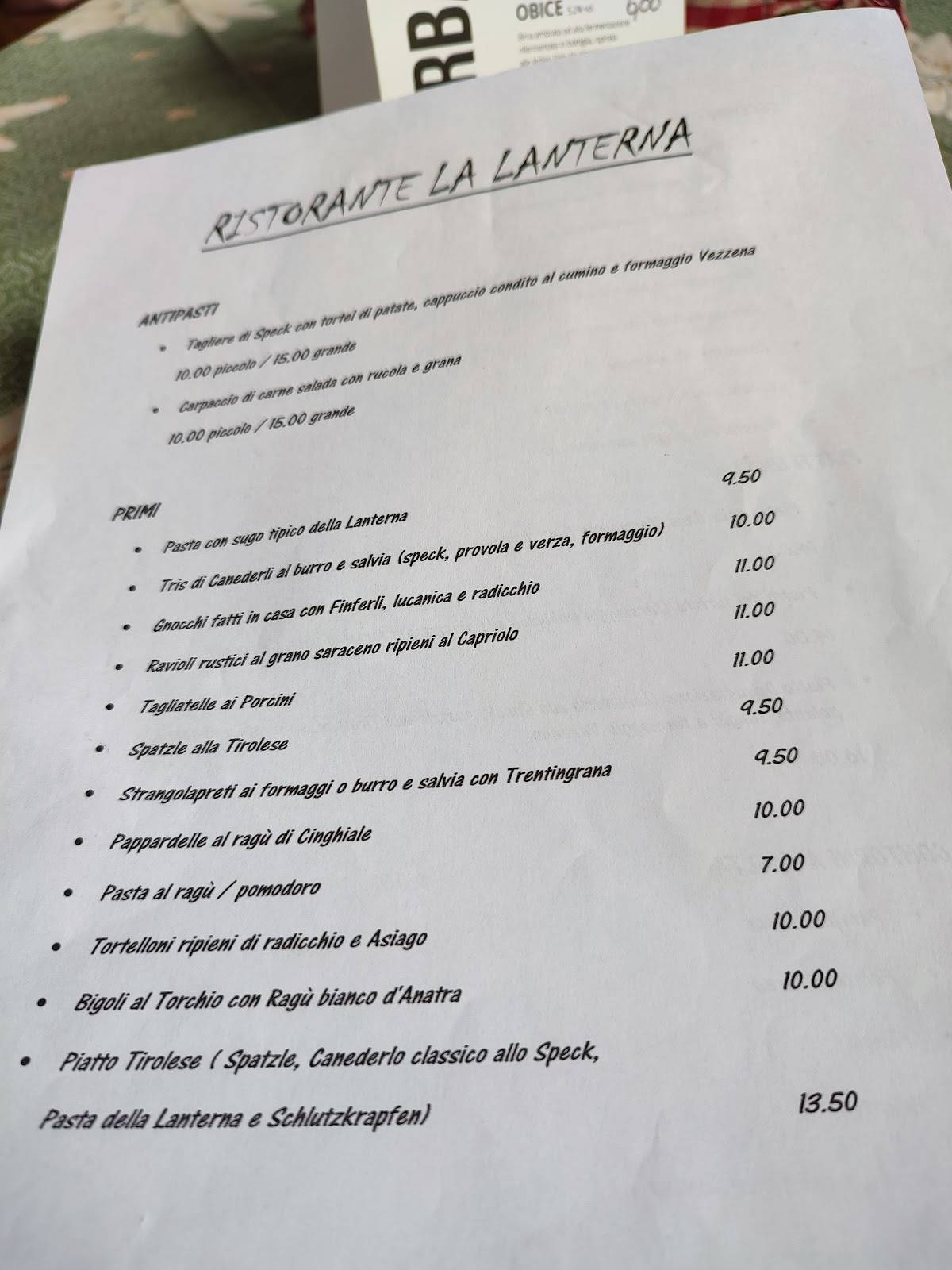 Speisekarte von Bar Ristorante La Lanterna, Vielgereuth