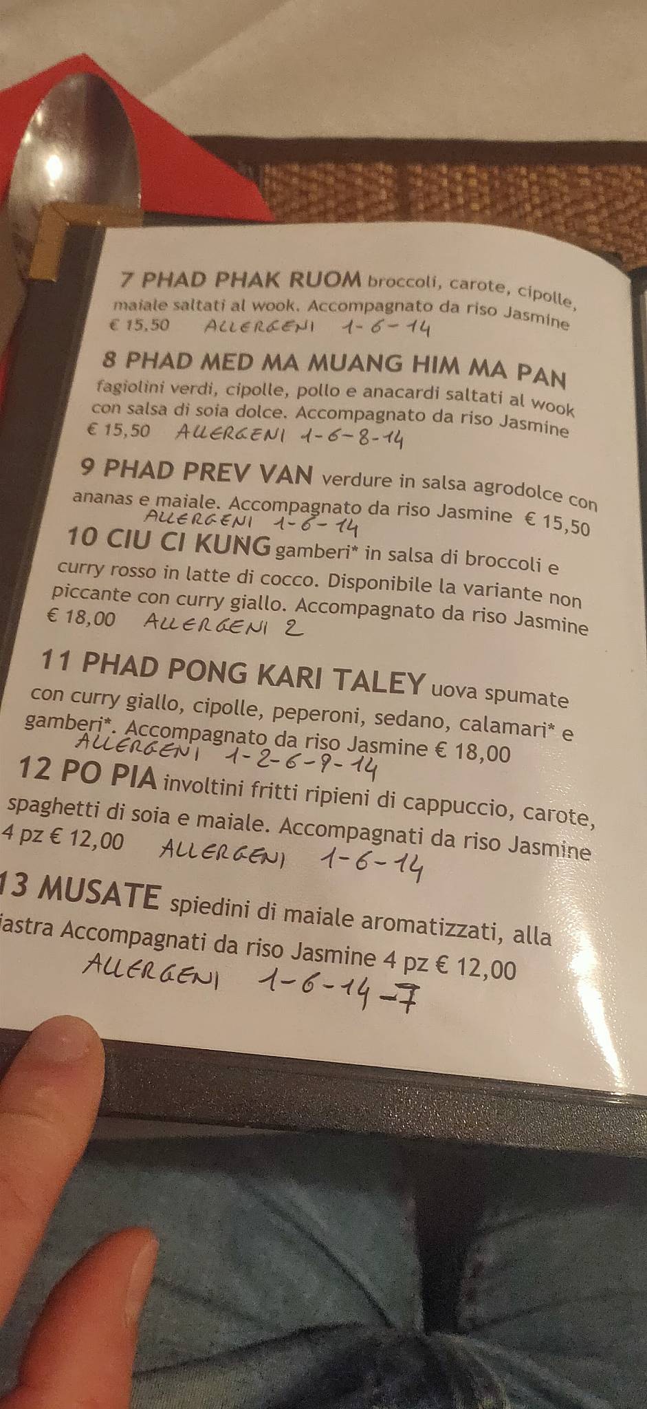 Menu da Bar Tacaboton - Ristorante Taca Thai, Soranzen