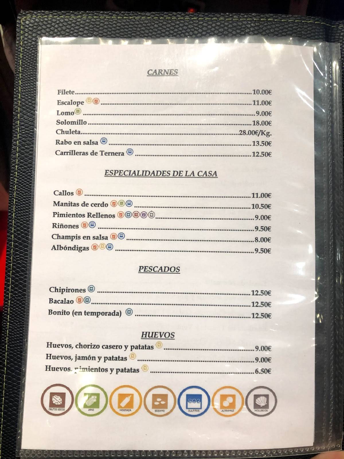 Carta de Bar Txoko 2 Sl, Arrasate