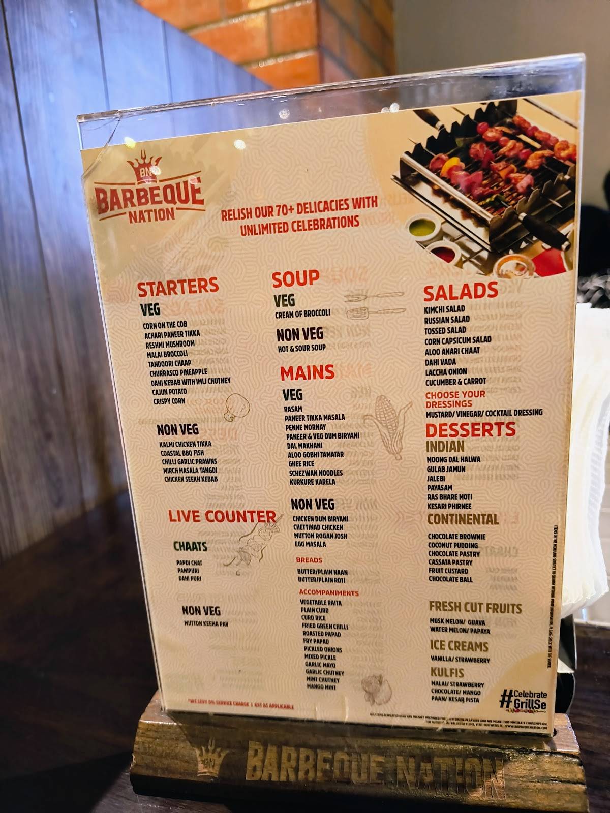 Menu at Barbeque Nation, Tirupati