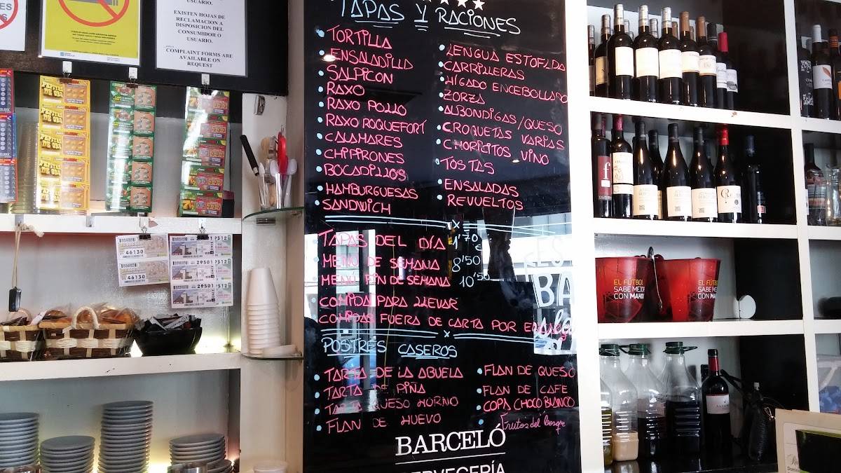 Menu at Barceló, A Coruña