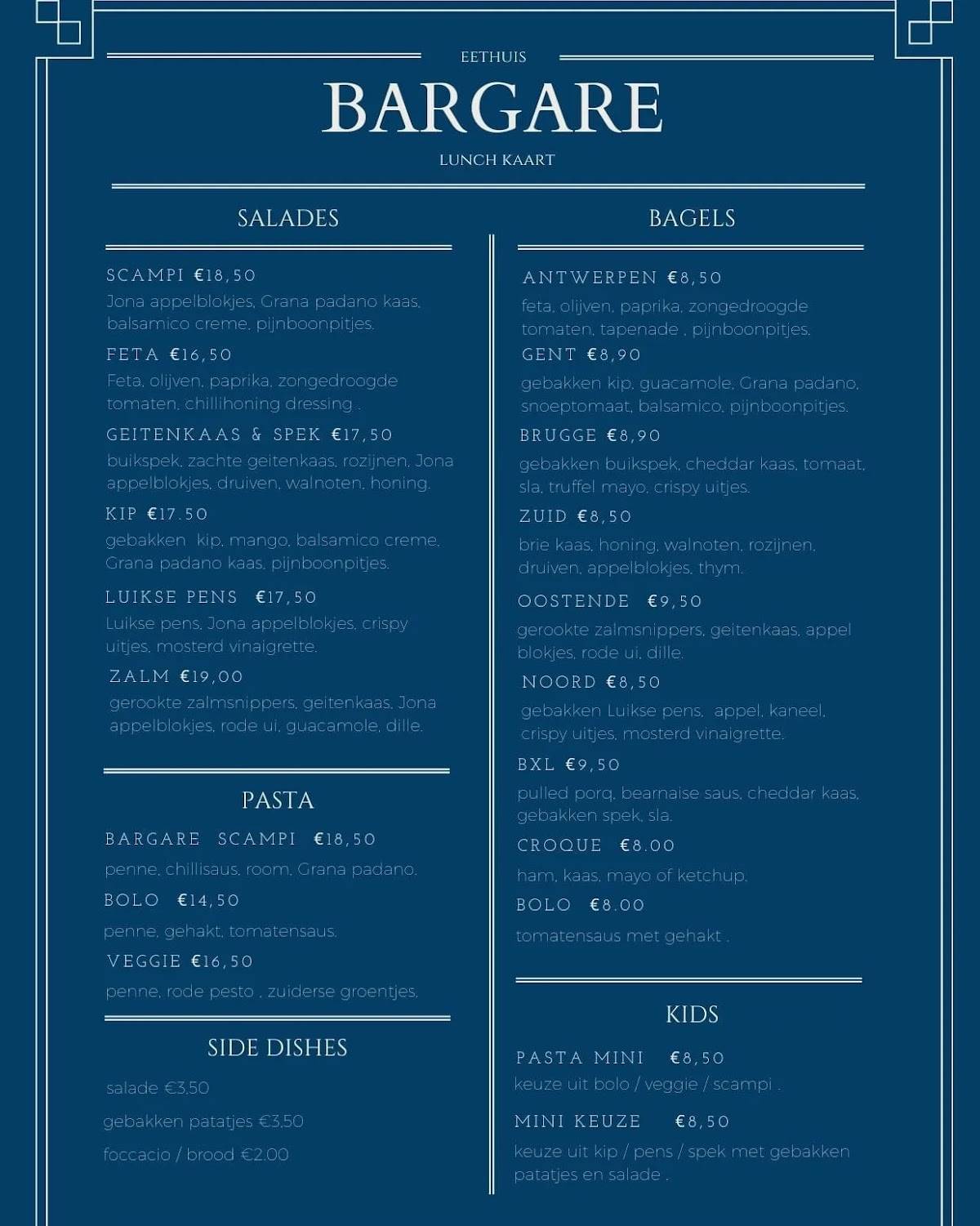 Menu at Bargare, Geraardsbergen