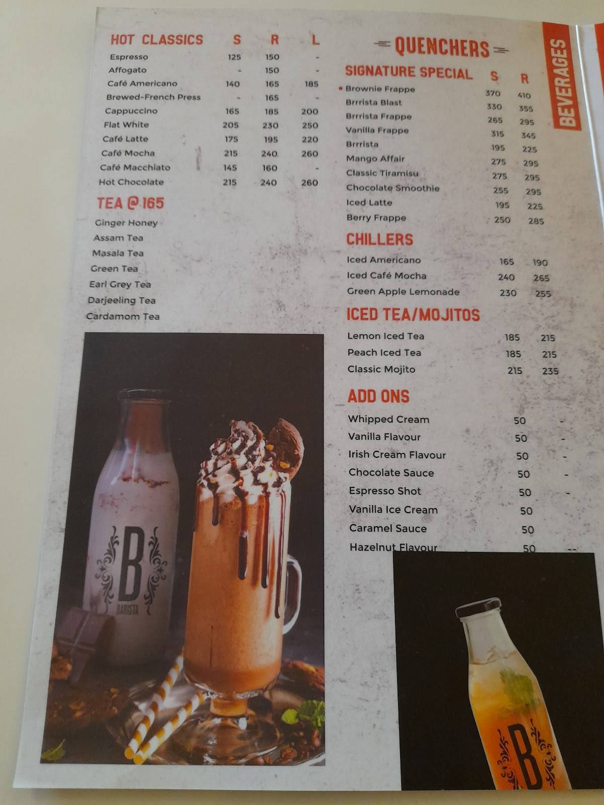 Menu at Barista The Gold Square sector-116, Kharar, NO 7/8 SHOWROOM