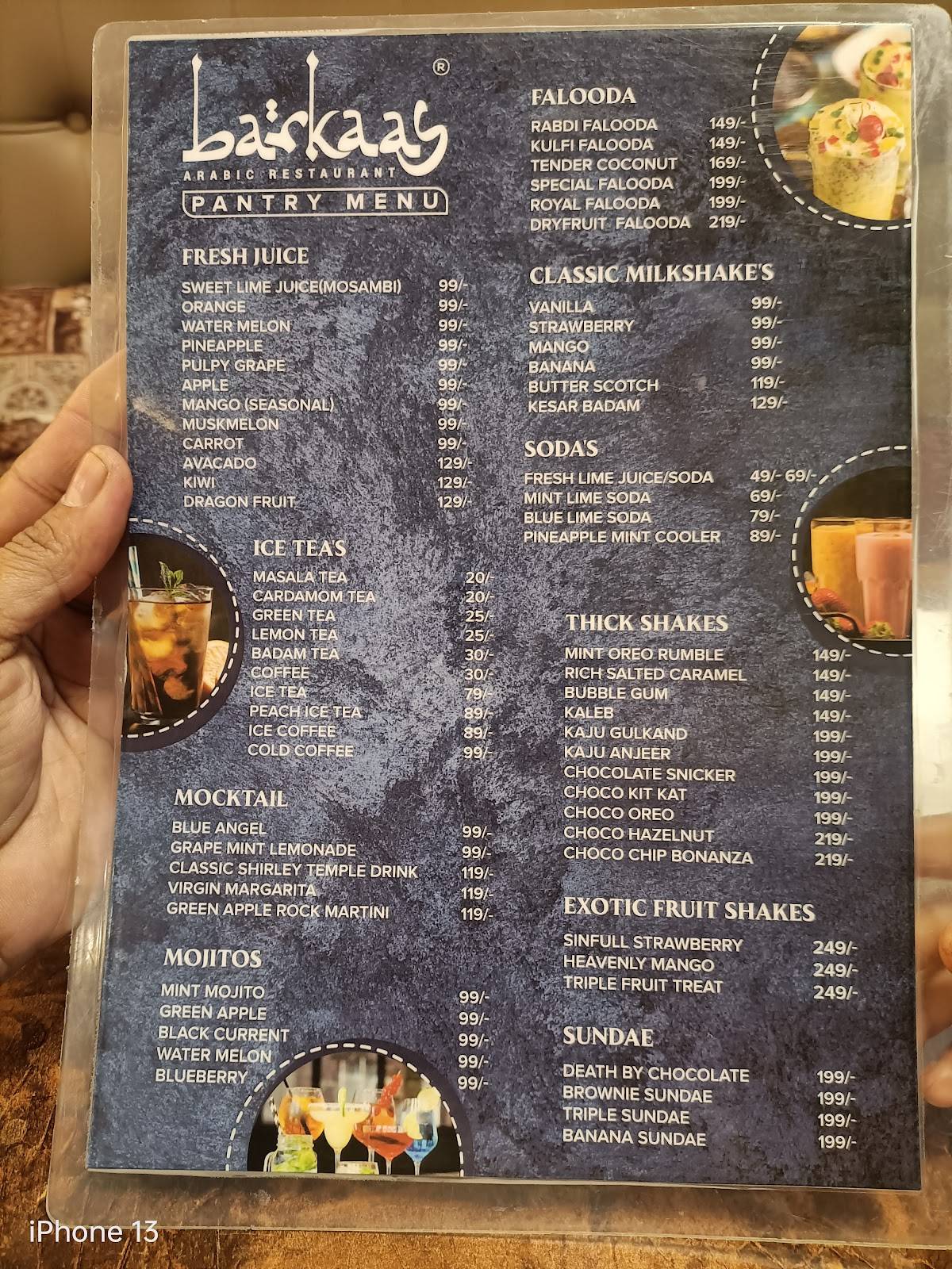 Menu at Barkaas Indo-Arabic Restaurant, Lucknow