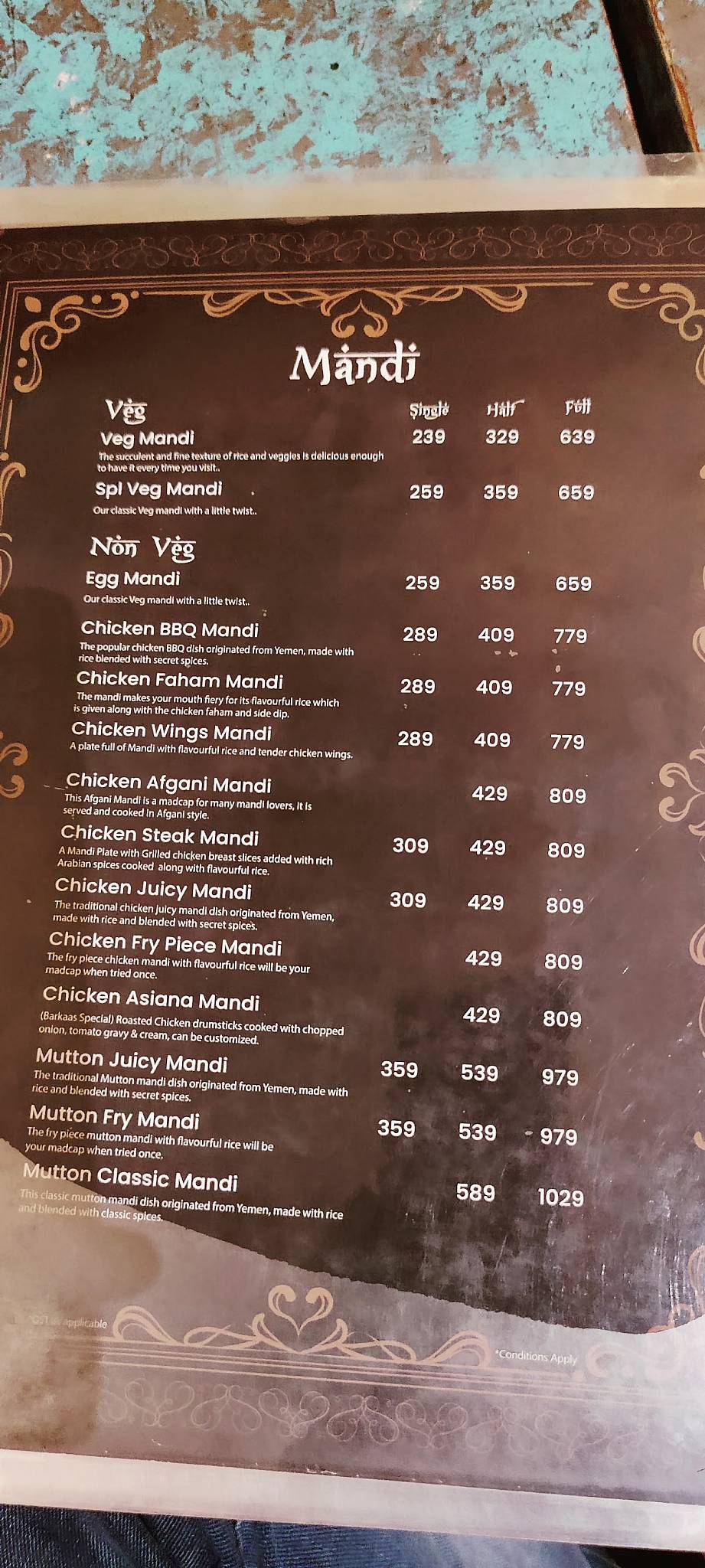 Menu at Barkas Arabian Kitchens, Rajahmundry, Near