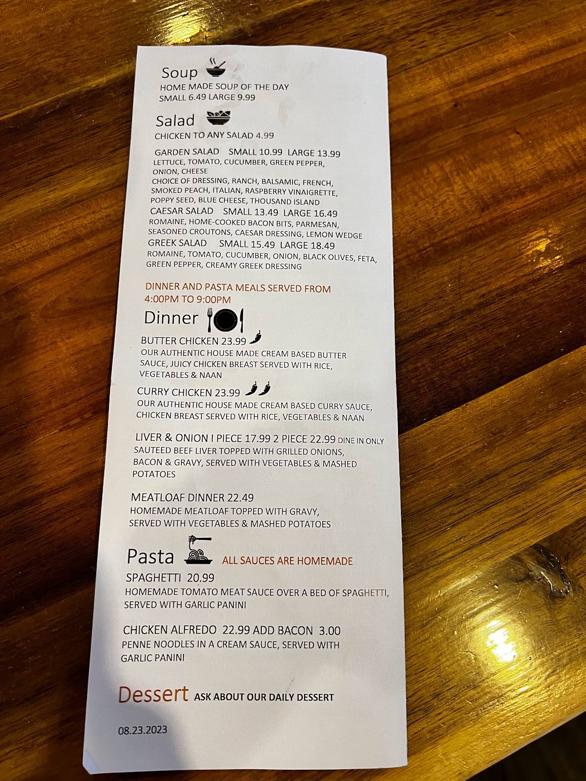 Menu at Barking Forest Eatery and Pub, Lambton Shores
